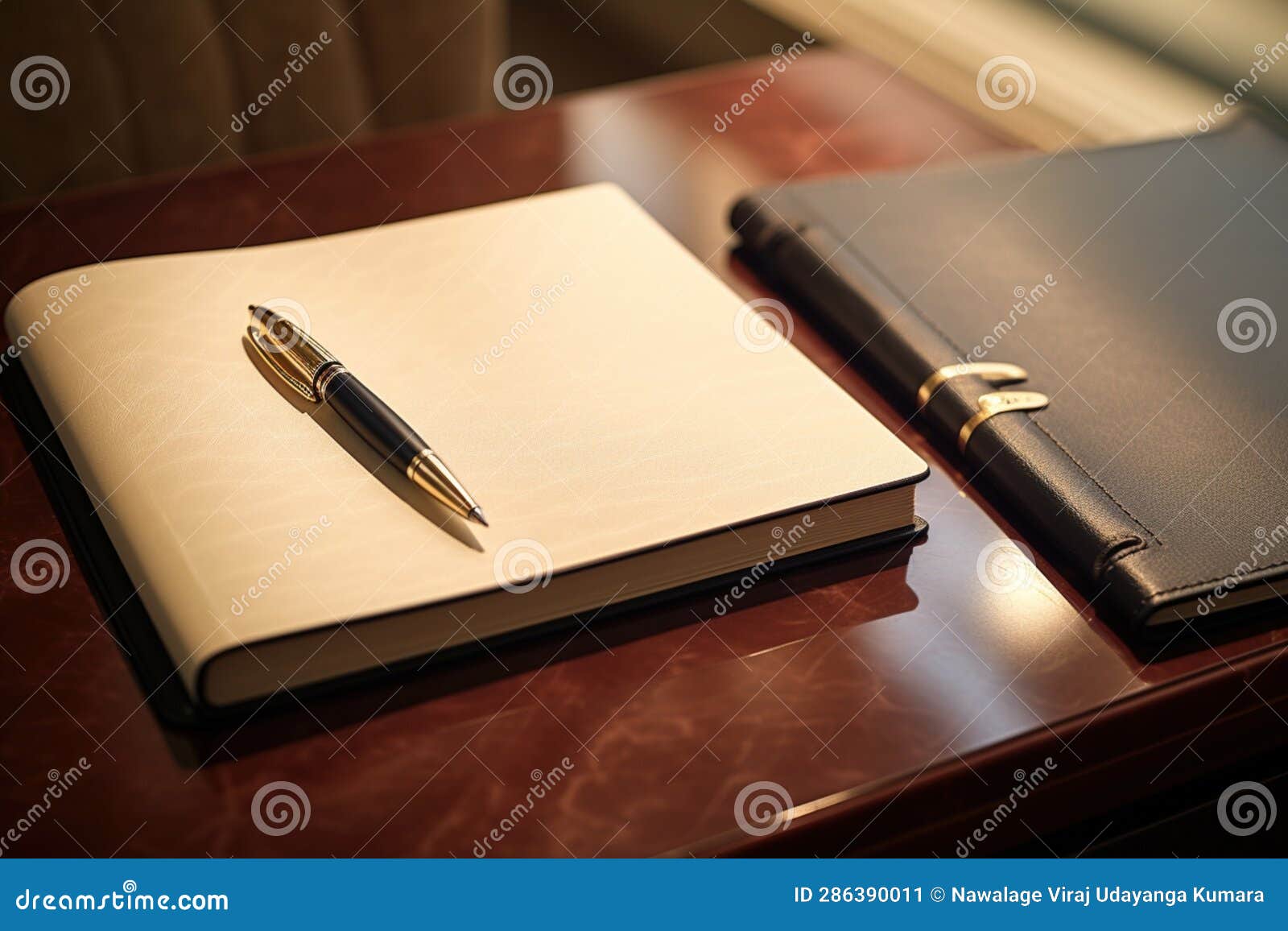 Journal on Desk with Pen. Generative Ai Stock Illustration ...