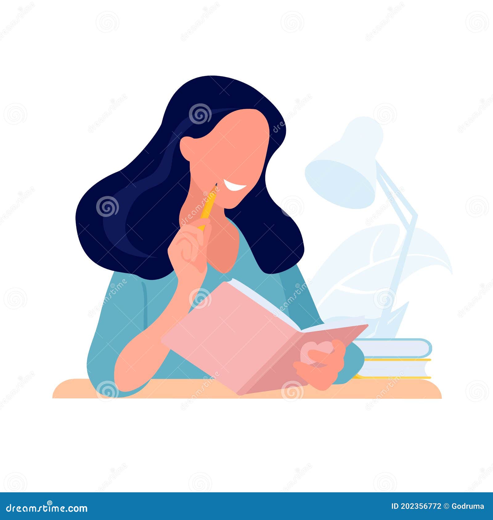 Girl And Diary Cartoon Vector | CartoonDealer.com #70493623