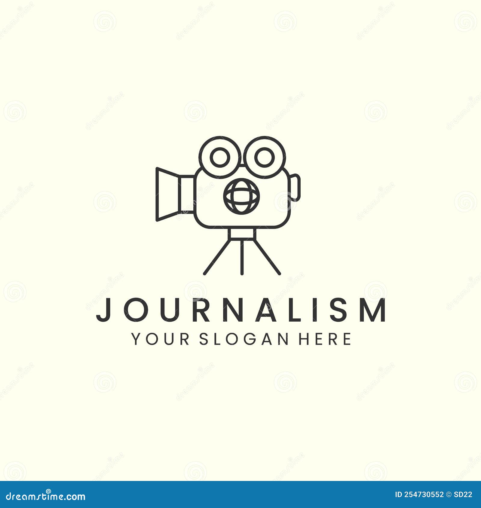 Journalism with Line Art Style Logo Vector Icon Design. Camera Template ...