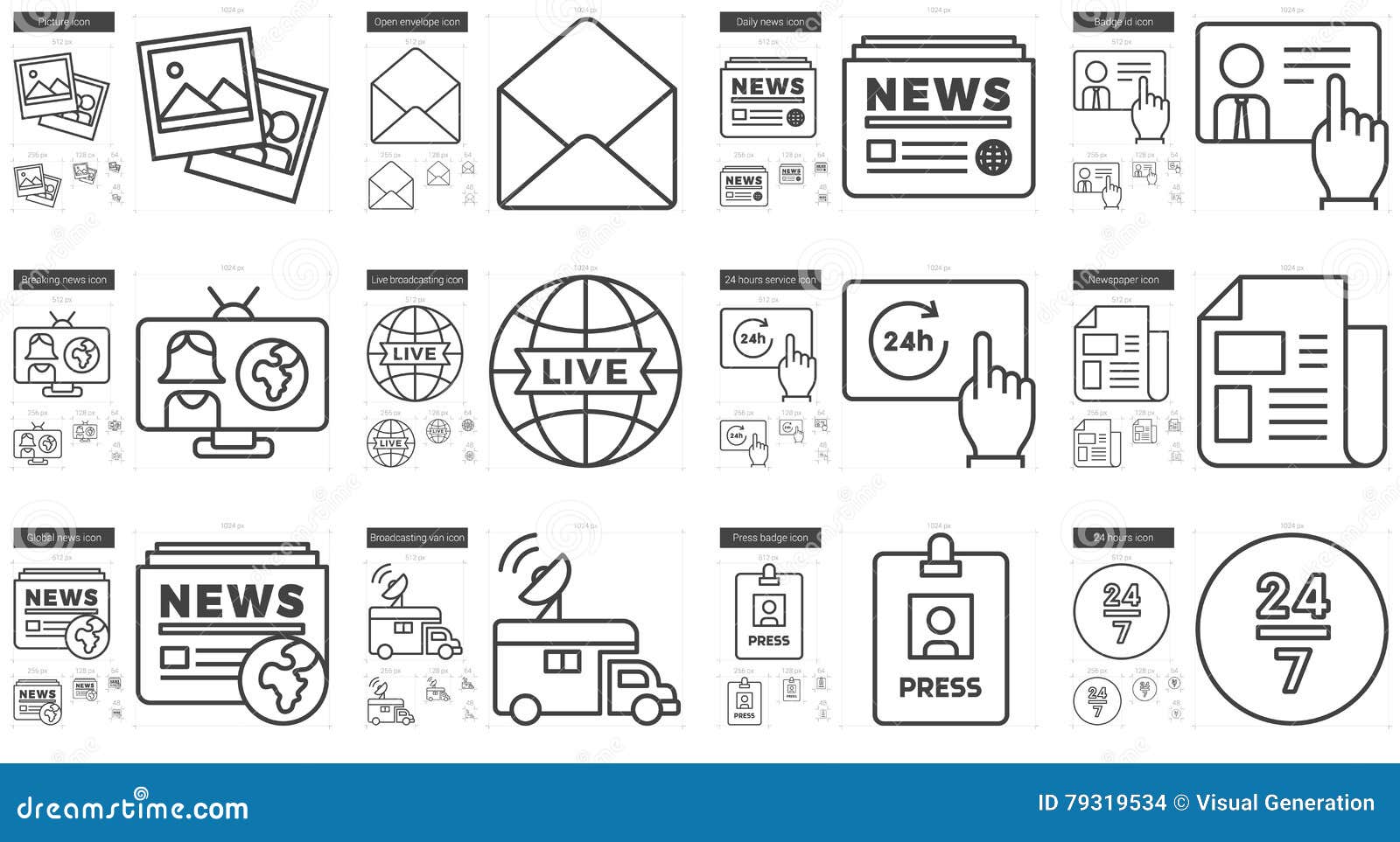 Journalism Line Icons, Signs, Vector Set, Linear Concept, Outline ...