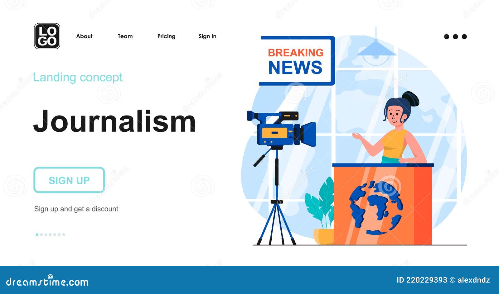 Journalism Web Concept. Television News Program Stock Vector ...