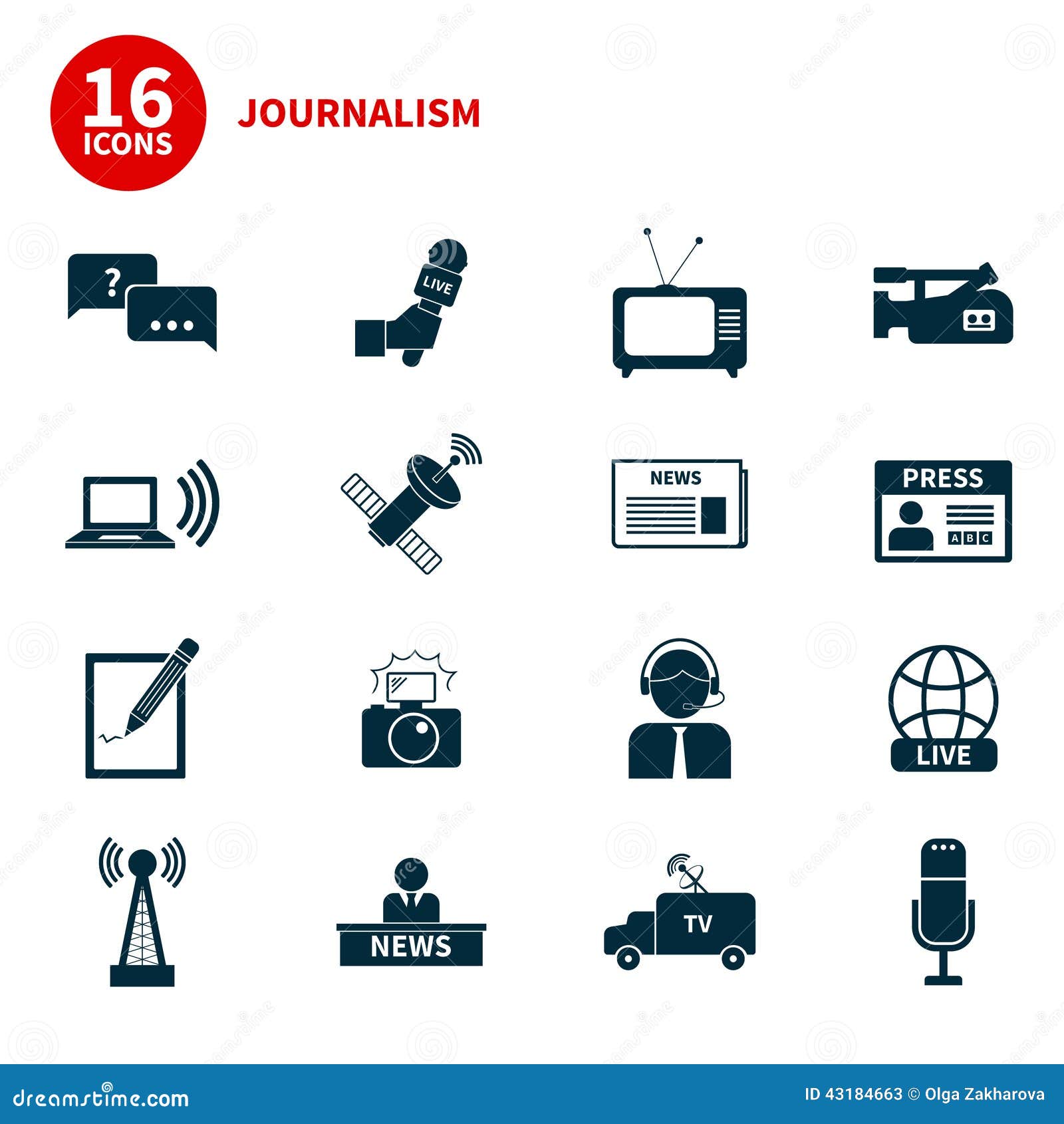 Journalismus-Ikonen Eingestellt Stock Abbildung - Illustration von ...