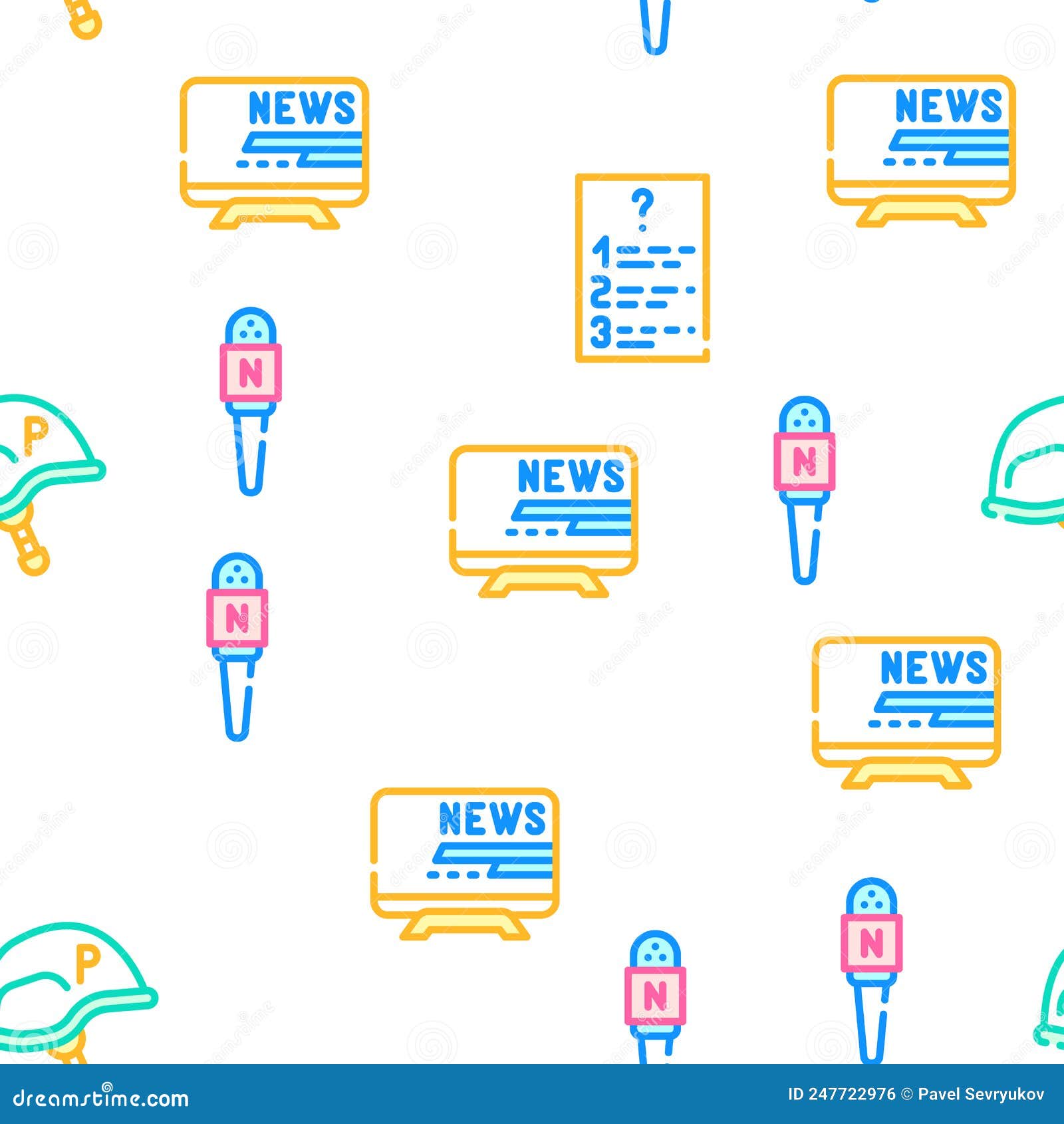 Journalist Accessories Collection Icons Set Vector Illustrations Stock ...