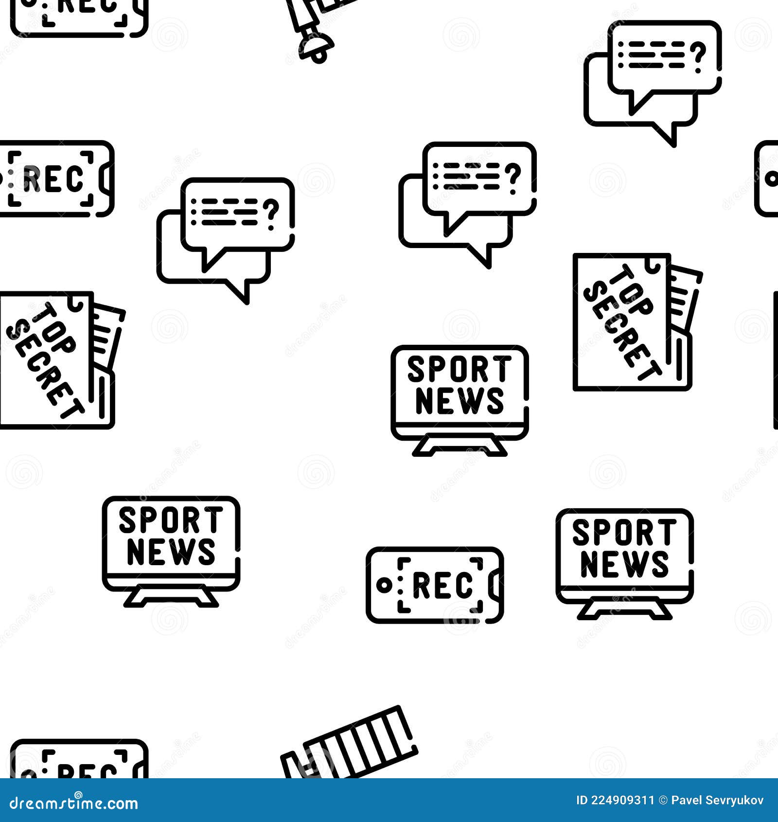 Journalist Accessories Vector Seamless Pattern Stock Vector ...