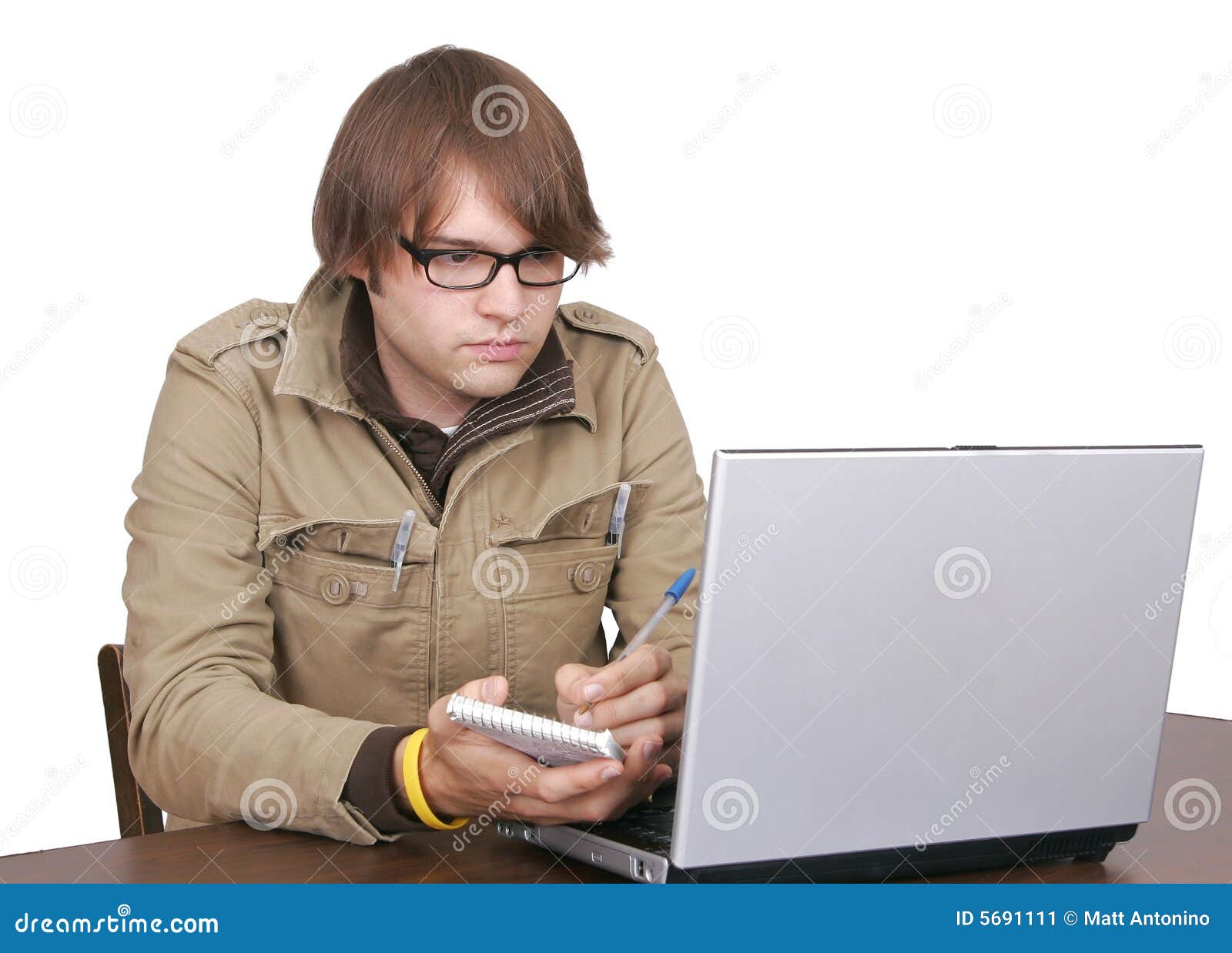 Journalist Guy with Laptop Computer Stock Image - Image of empty ...