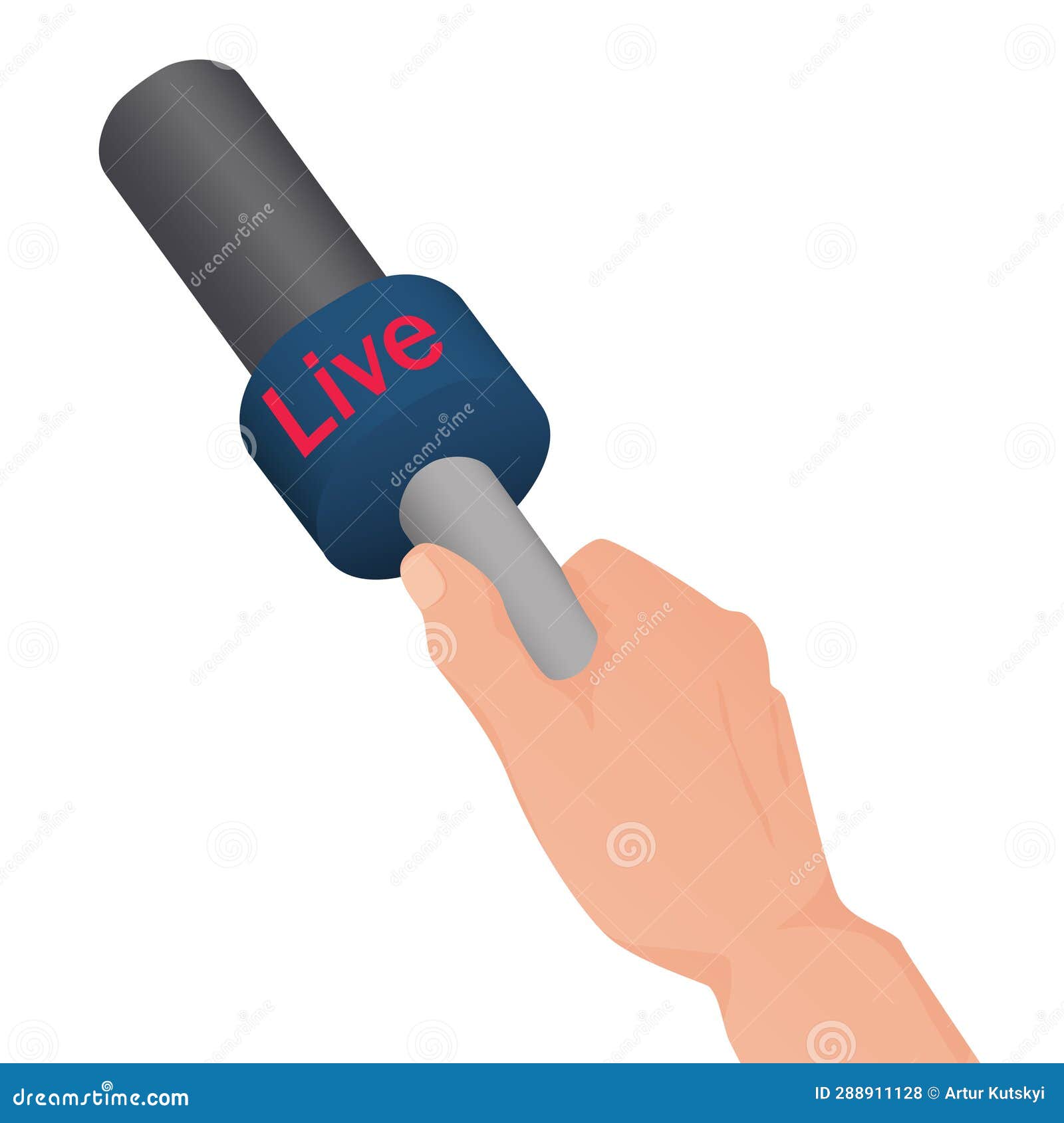 Journalist Hand with Microphone Stock Illustration - Illustration of ...