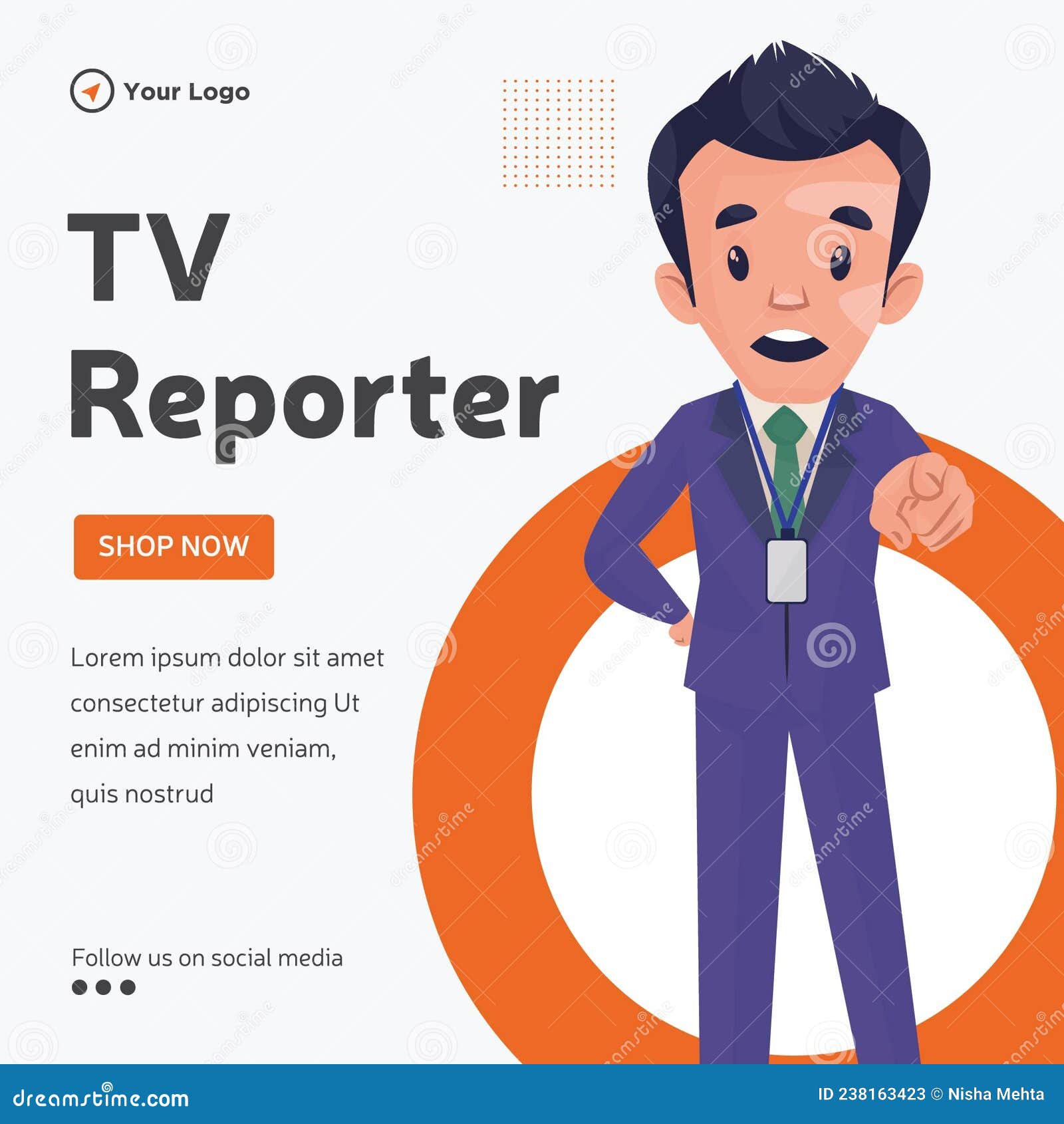 Banner Design of Tv Reporter Stock Vector - Illustration of presenter ...