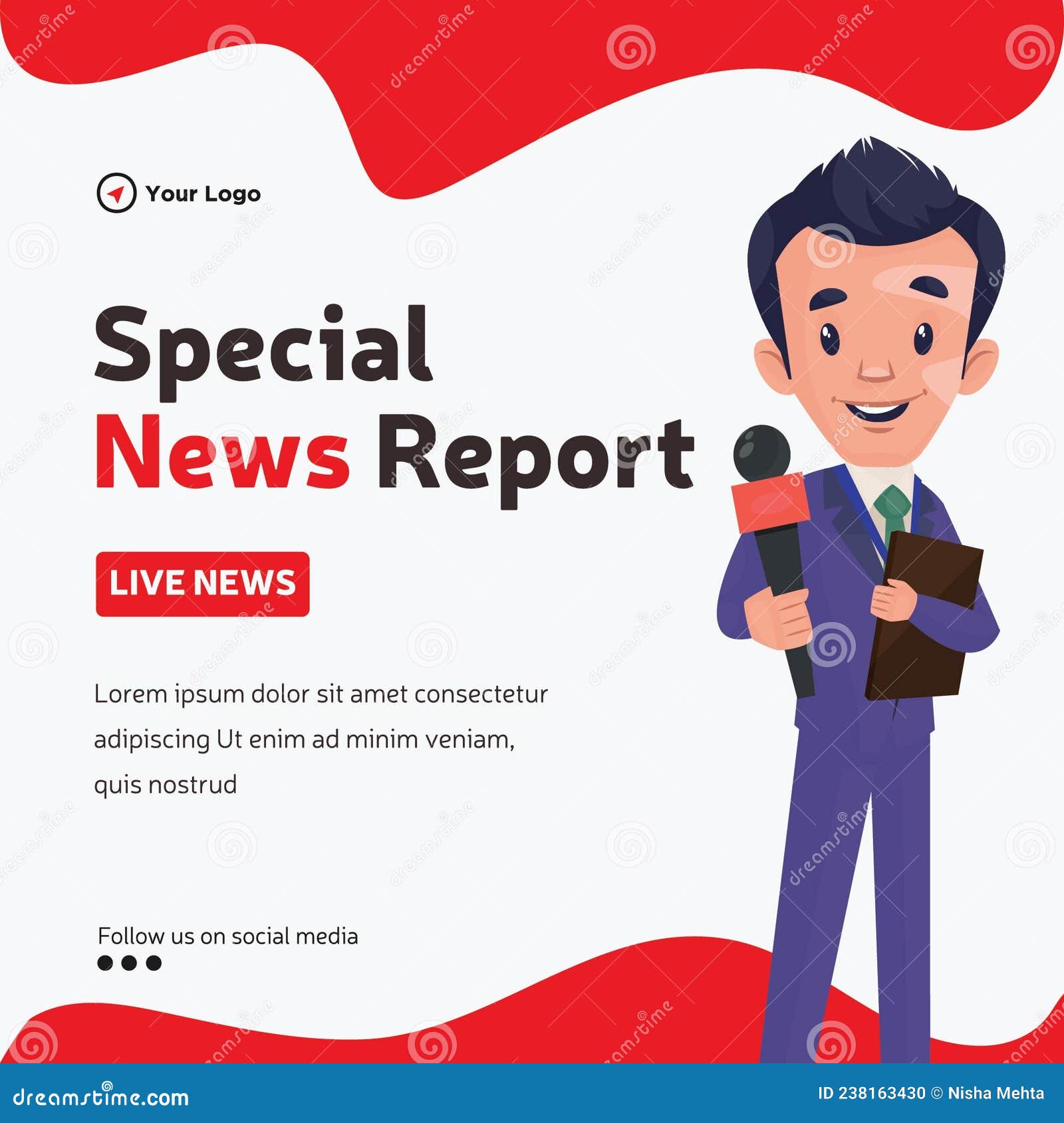 Banner Design of Special News Report Stock Vector - Illustration of ...
