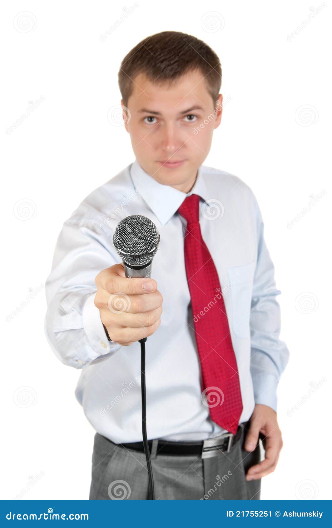 Journalist with microphone stock image. Image of asking - 21755251