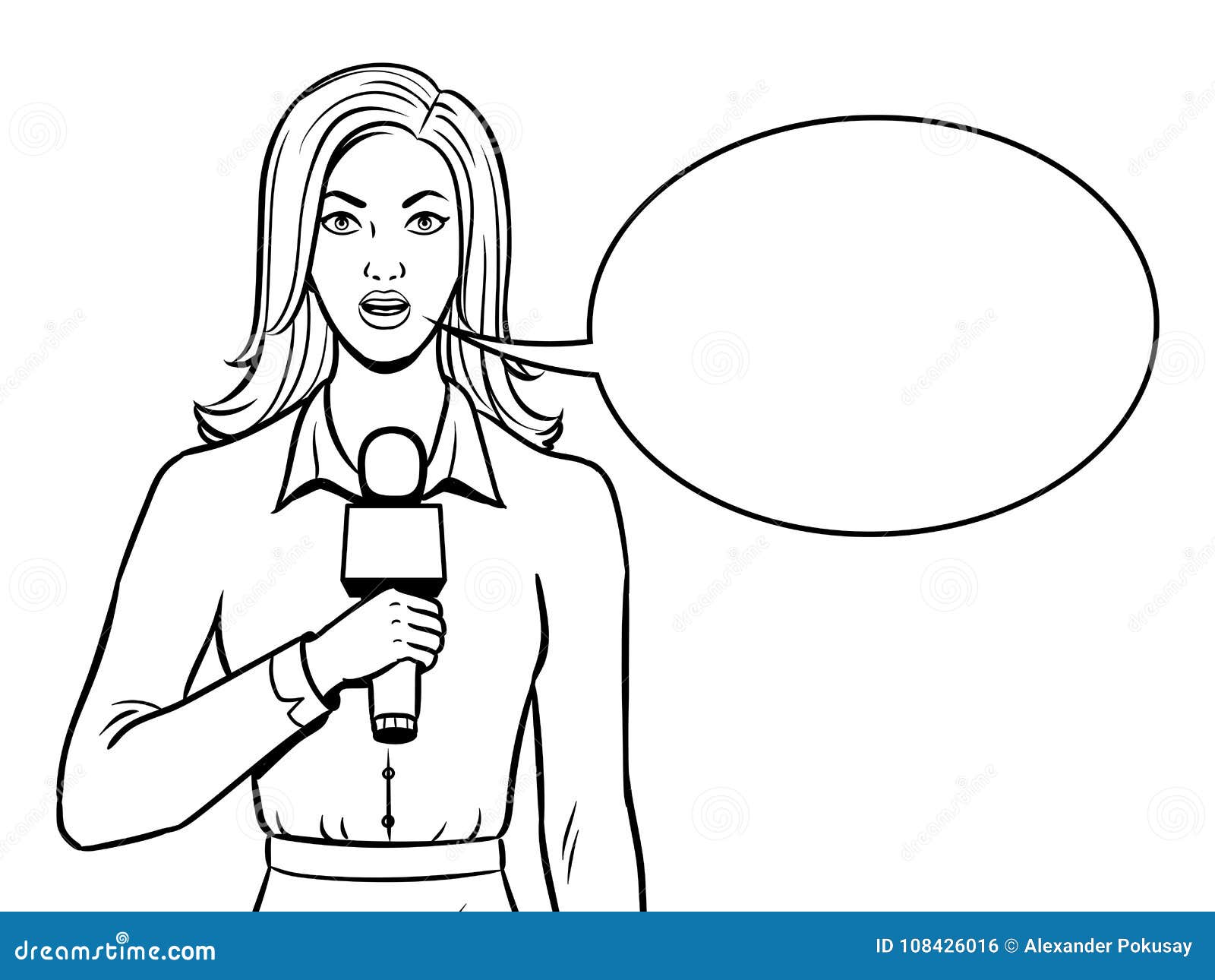 Journalist with Microphone Coloring Book Vector Stock Vector ...