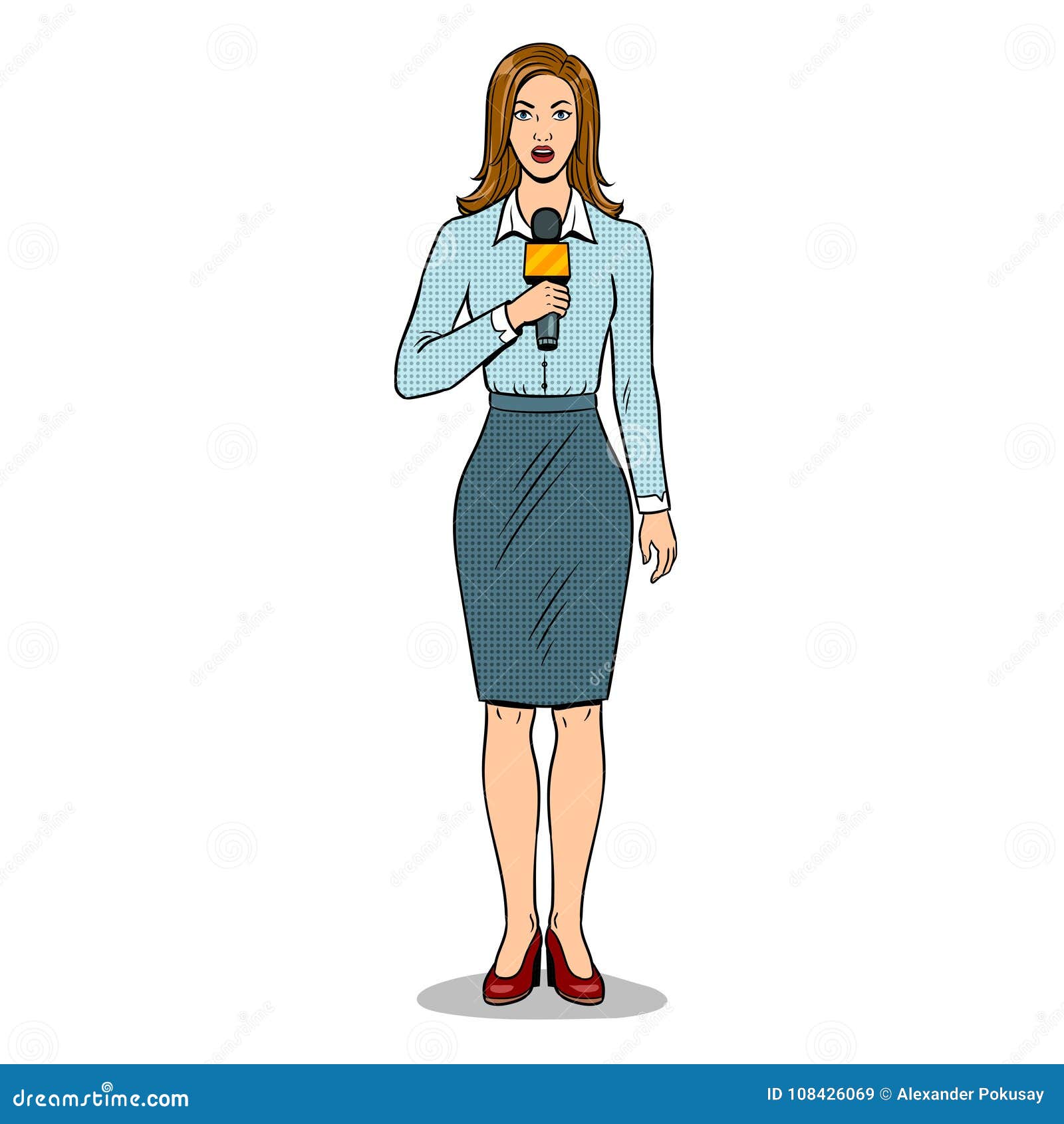 Journalist with Microphone Pop Art Vector Stock Vector - Illustration ...