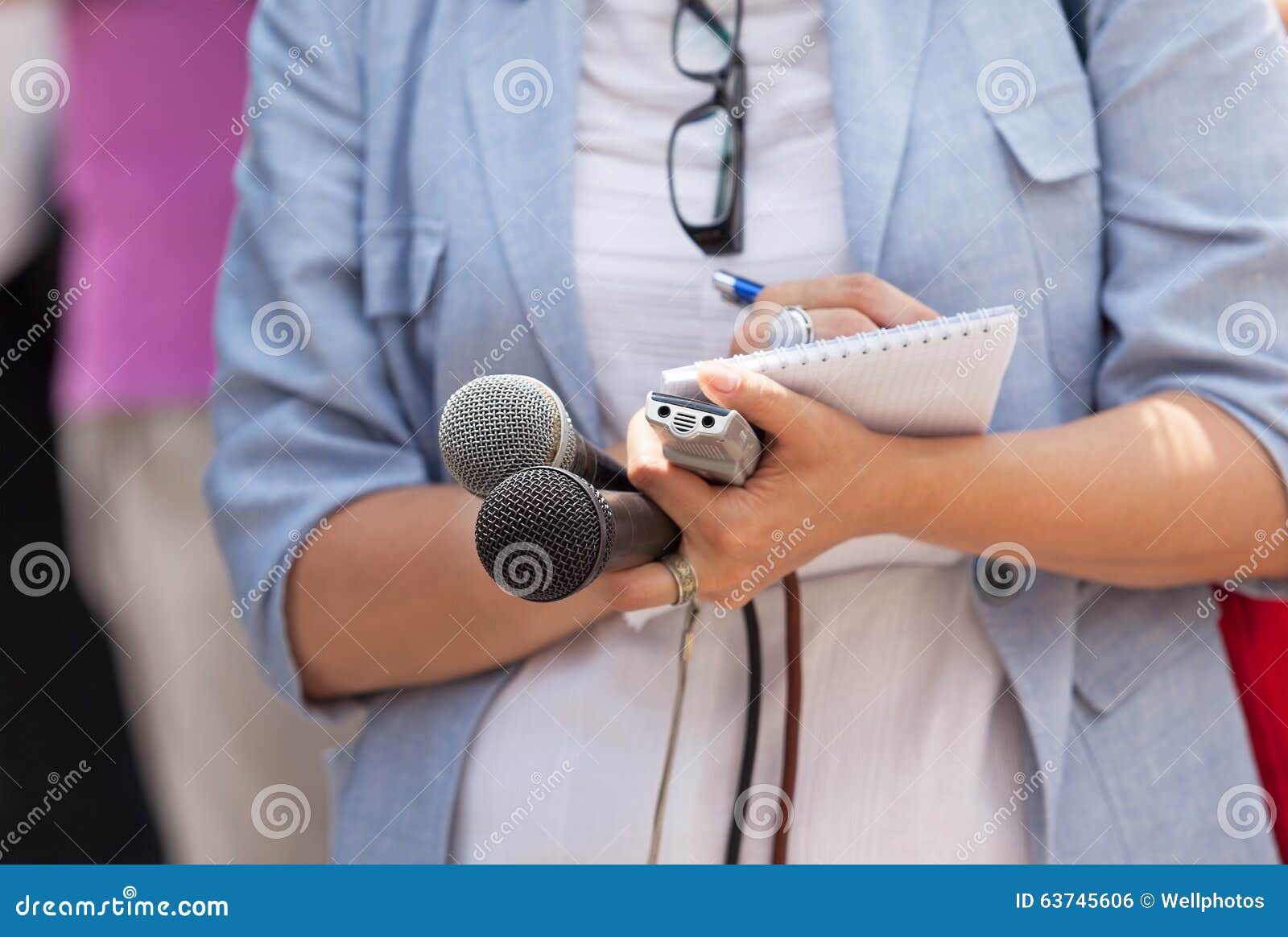 Journalist. News Conference. Stock Photo - Image of media, hand: 63745606