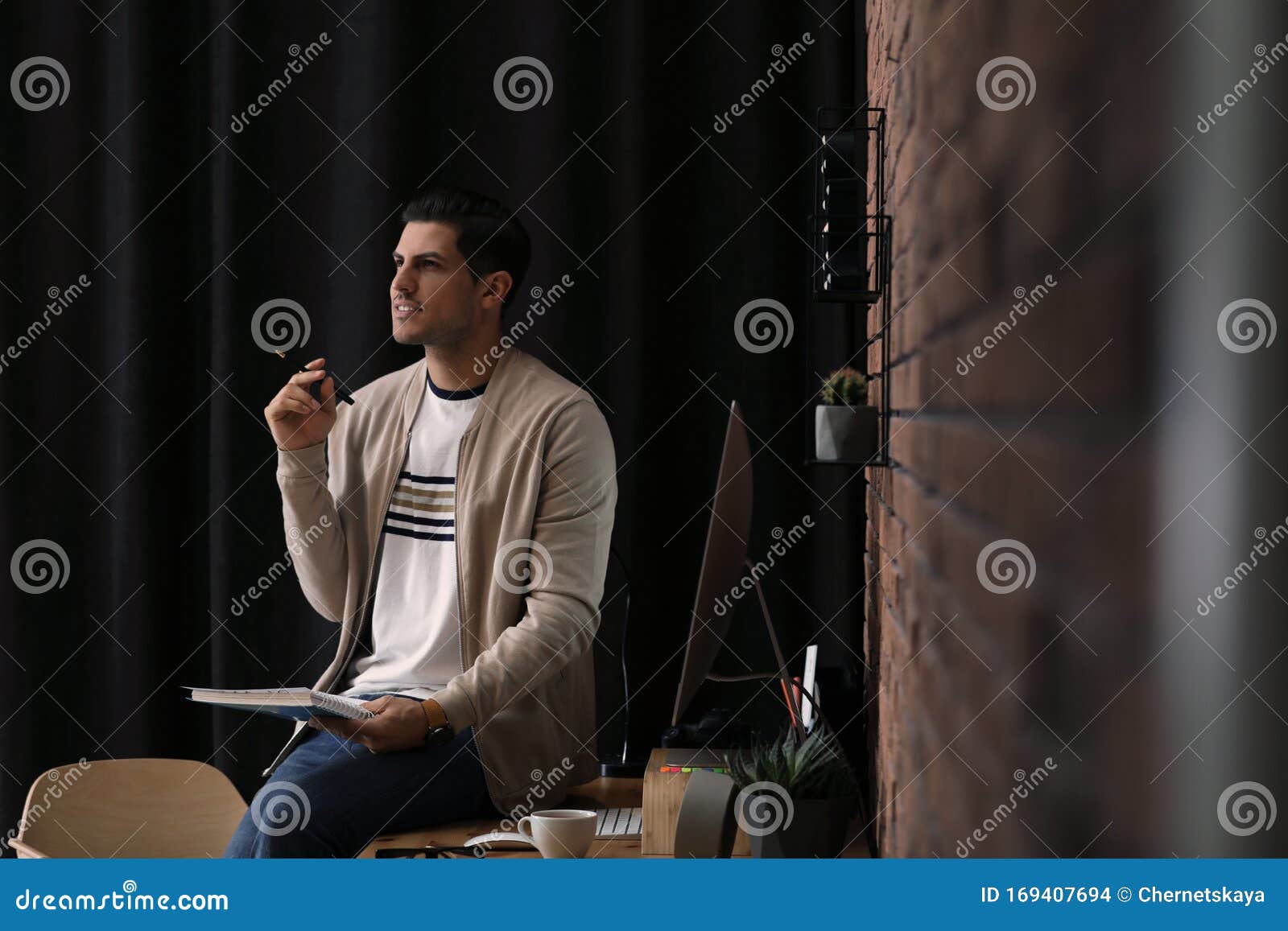 Journalist with Notebook at Workplace Stock Photo - Image of finance ...