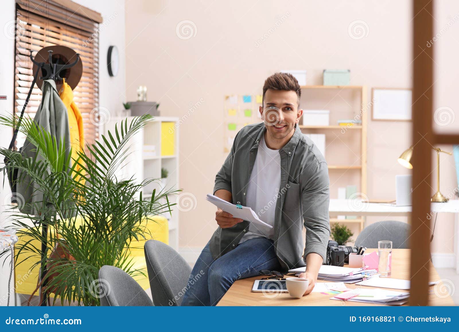 Journalist with Papers at Workplace Stock Image - Image of finance ...