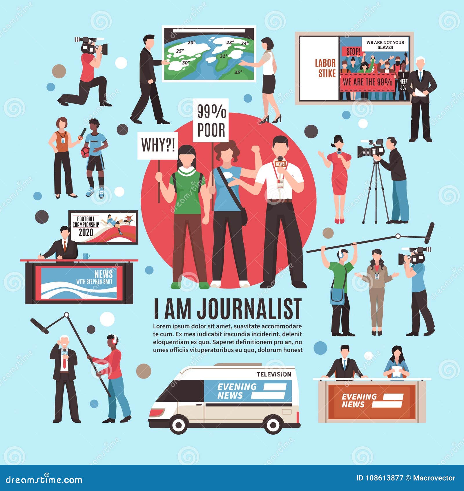 Journalist Profession Composition Stock Vector - Illustration of ...
