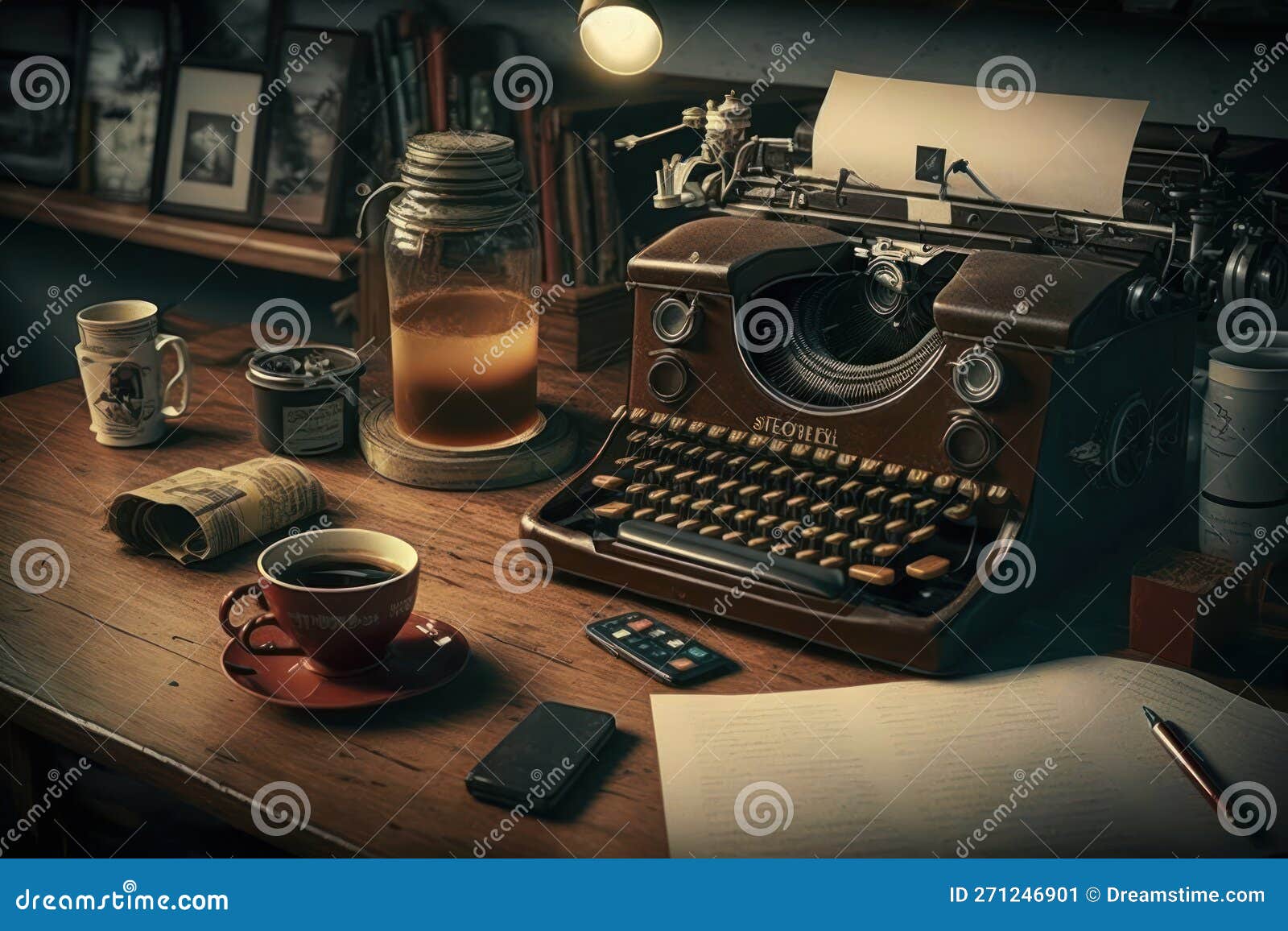 Journalist S Desk with Old Typewriter. Created with Generative AI ...