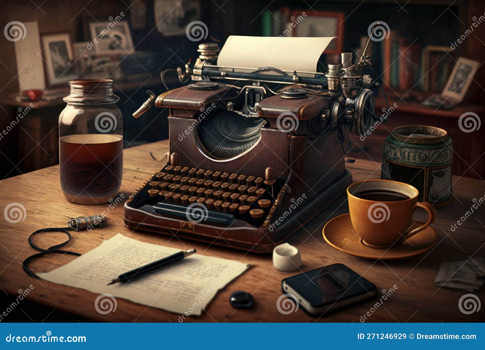 Journalist S Desk with Old Typewriter. Created with Generative AI ...