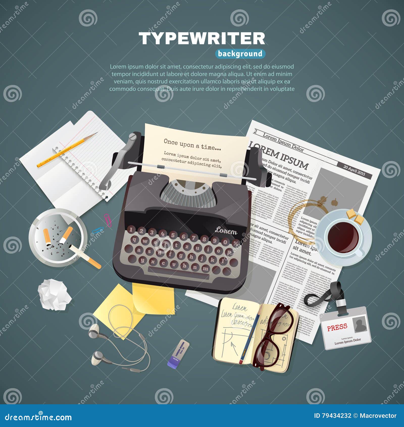 Journalist Typewriter Vertical Banners Vector Illustration ...