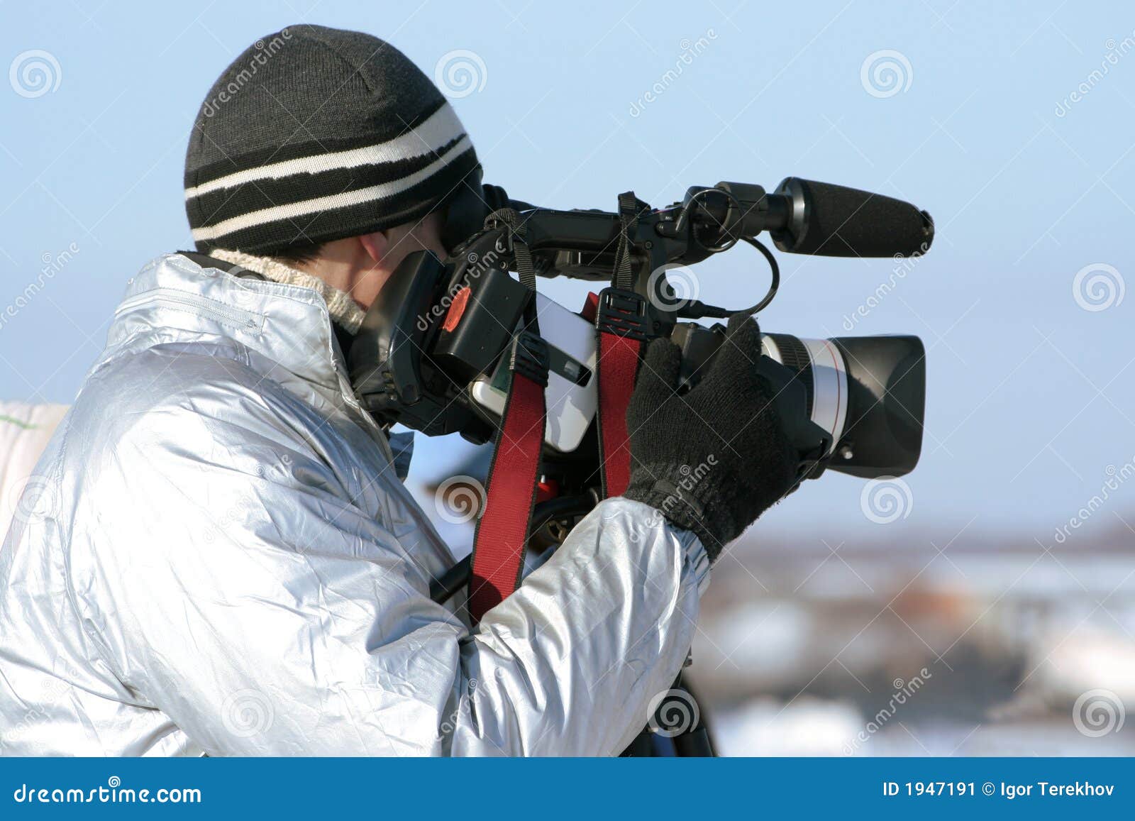 Journalist with a Videocamera Stock Image - Image of document, operator ...
