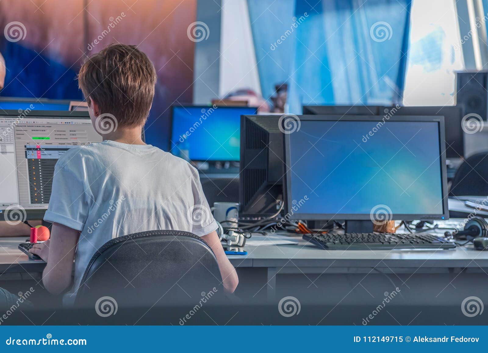 A Journalist Working on a Computer in Newsroom Editorial Image - Image ...