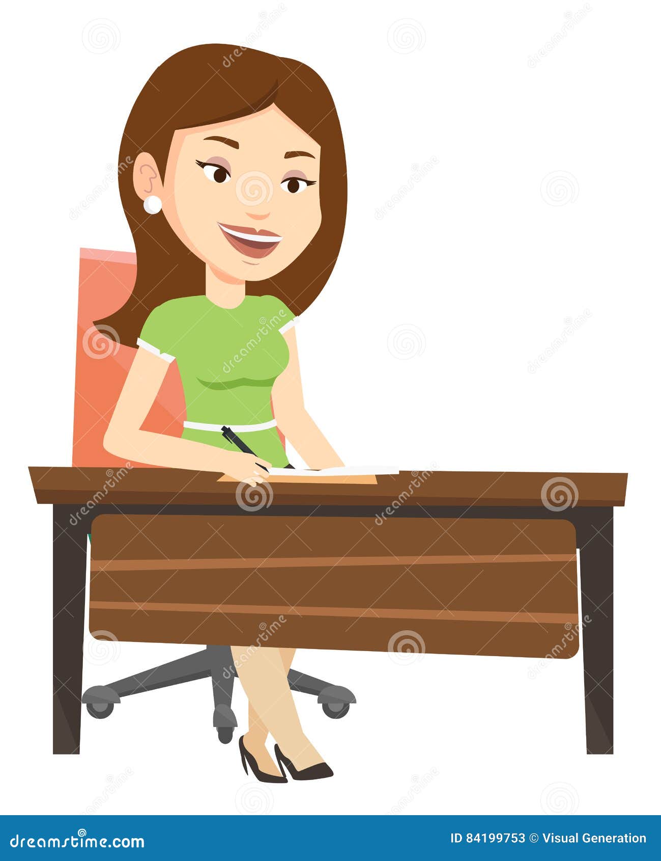 Journalist Writing in Notebook with Pencil. Stock Vector - Illustration ...