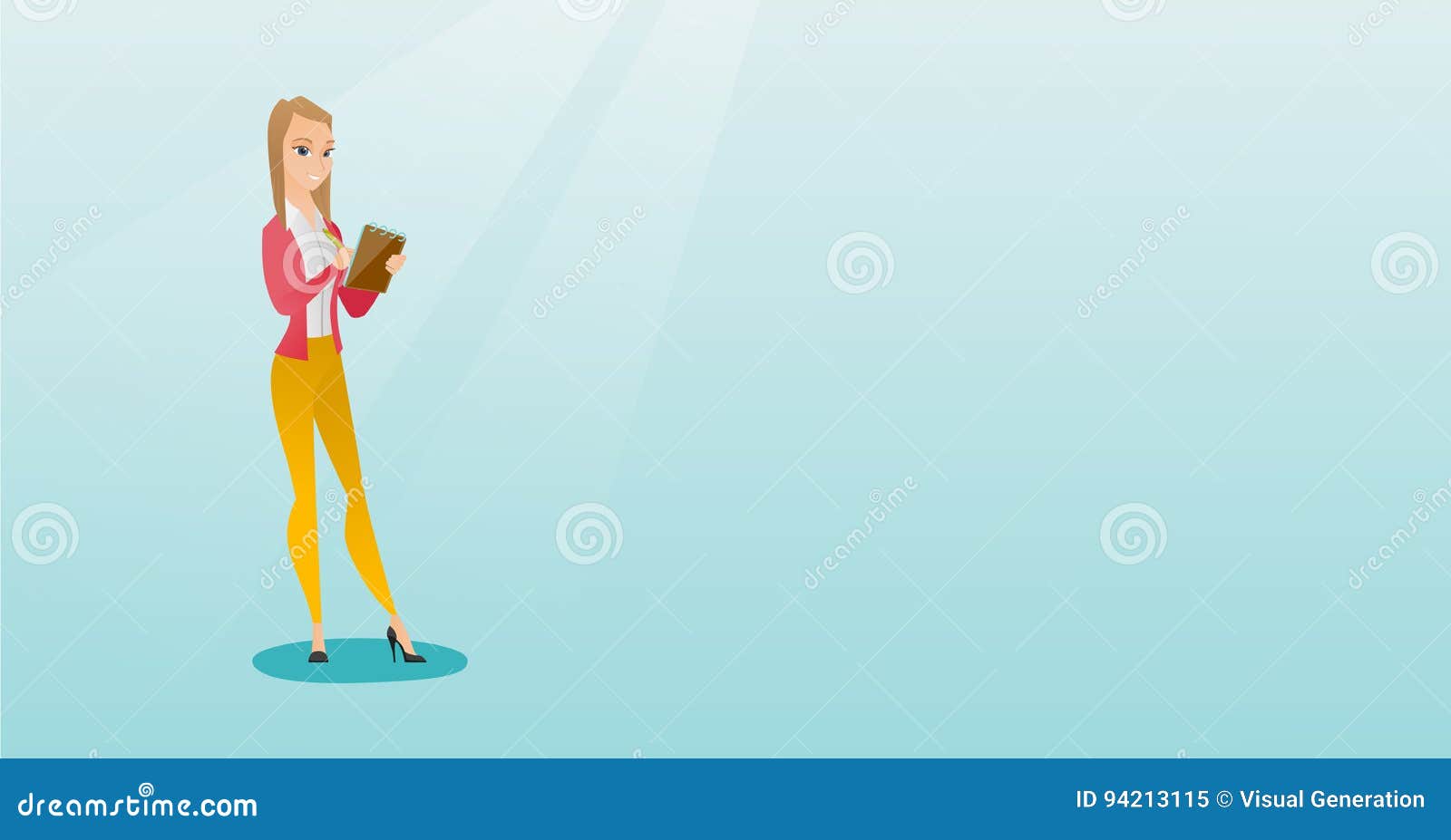 Journalist Writing in a Notebook with a Pencil. Stock Vector ...