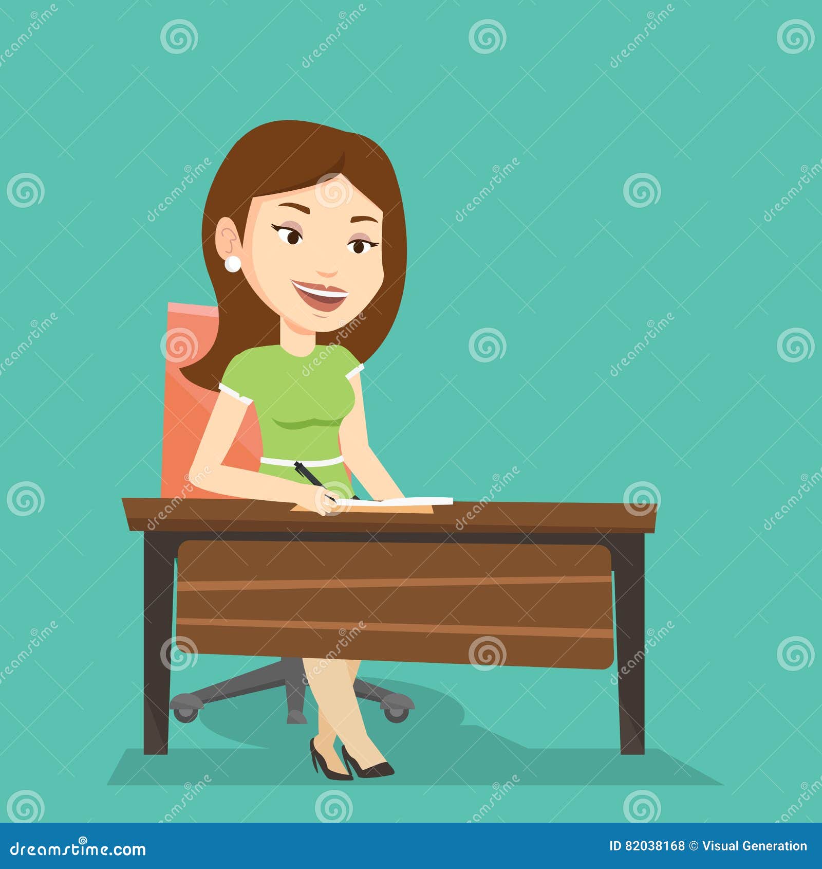 Journalist Writing in Notebook with Pencil. Stock Vector - Illustration ...