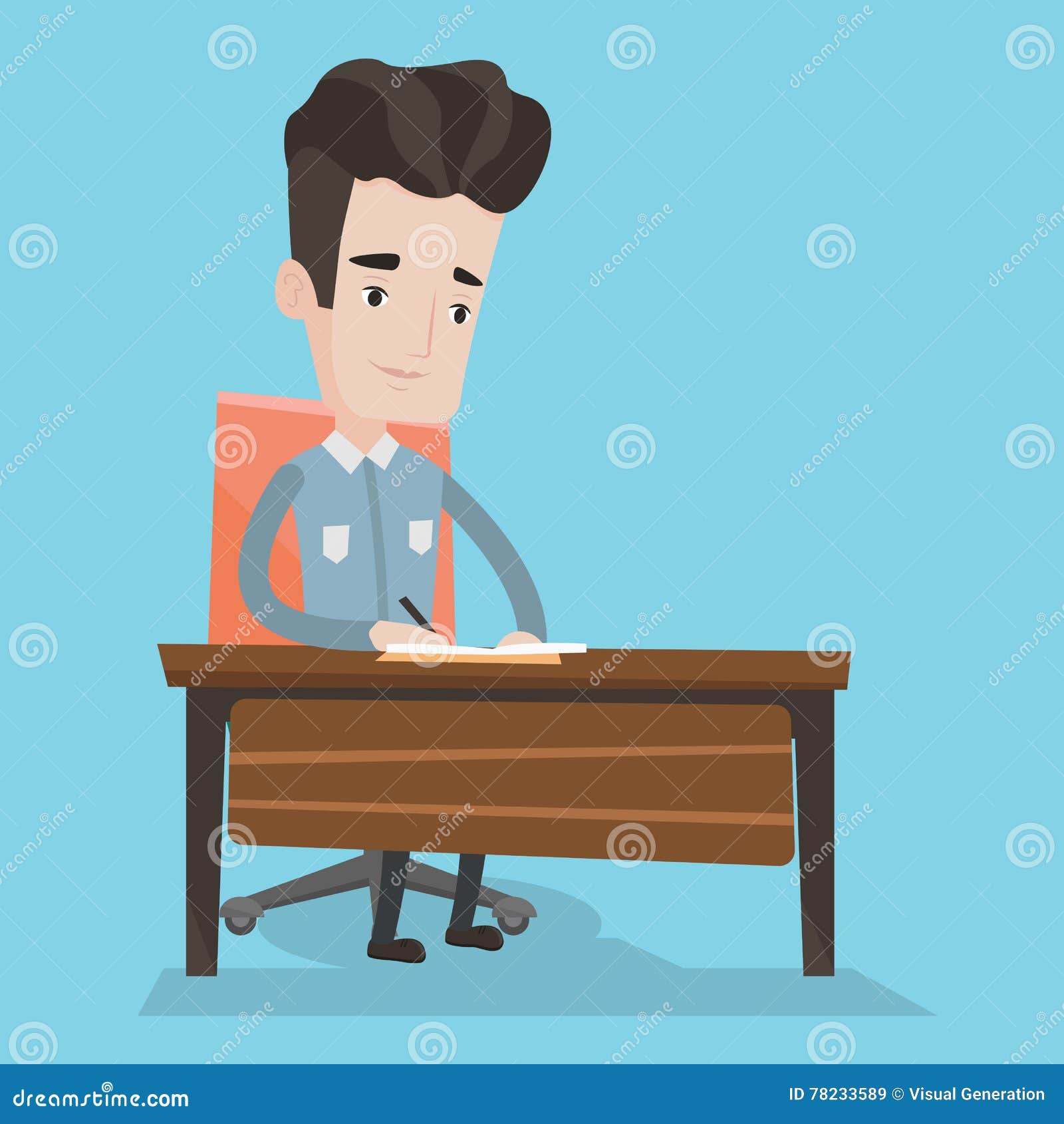 Journalist Writing in Notebook with Pencil. Stock Vector - Illustration ...
