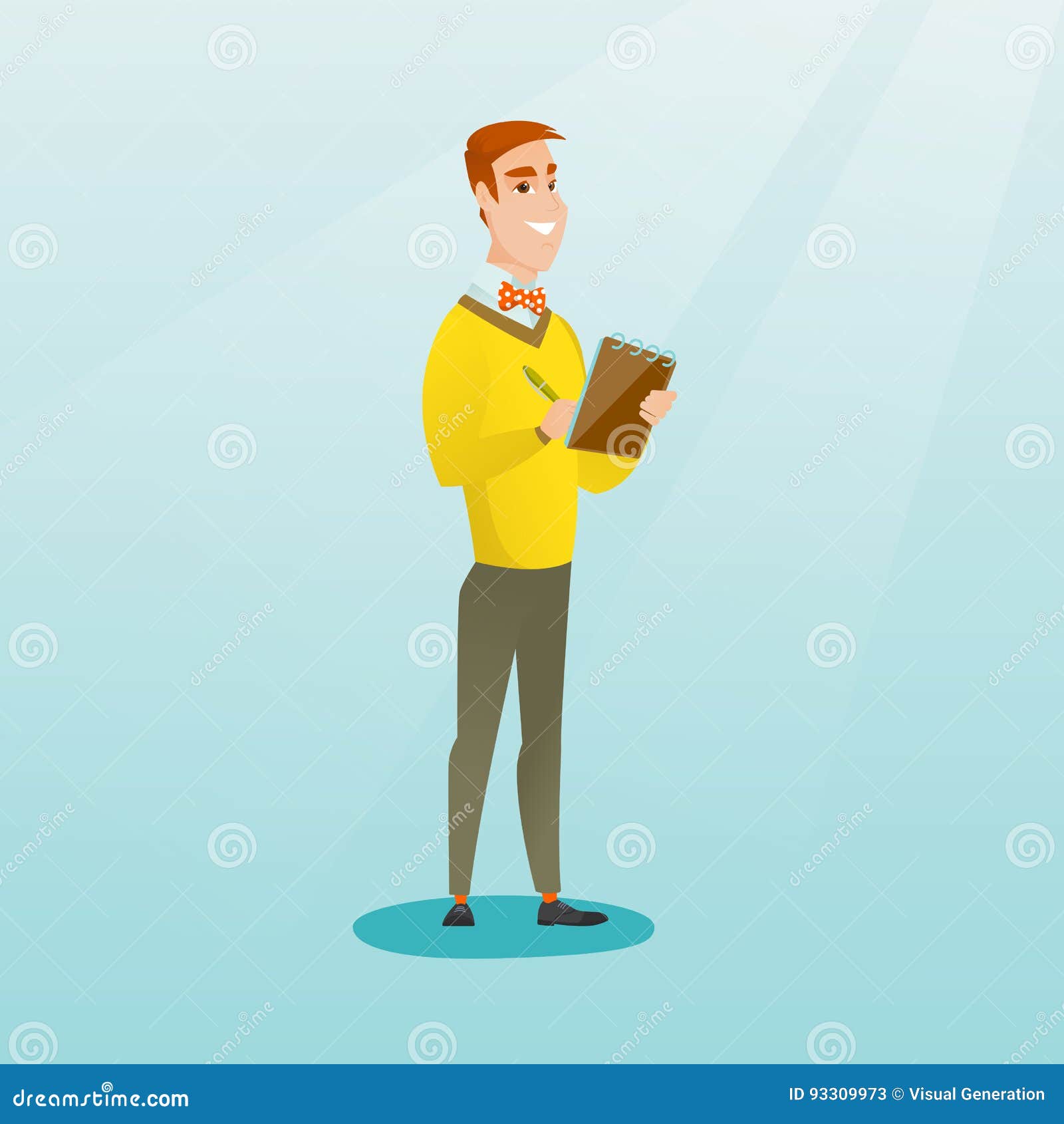 Journalist Writing in a Notebook with a Pencil. Stock Vector ...