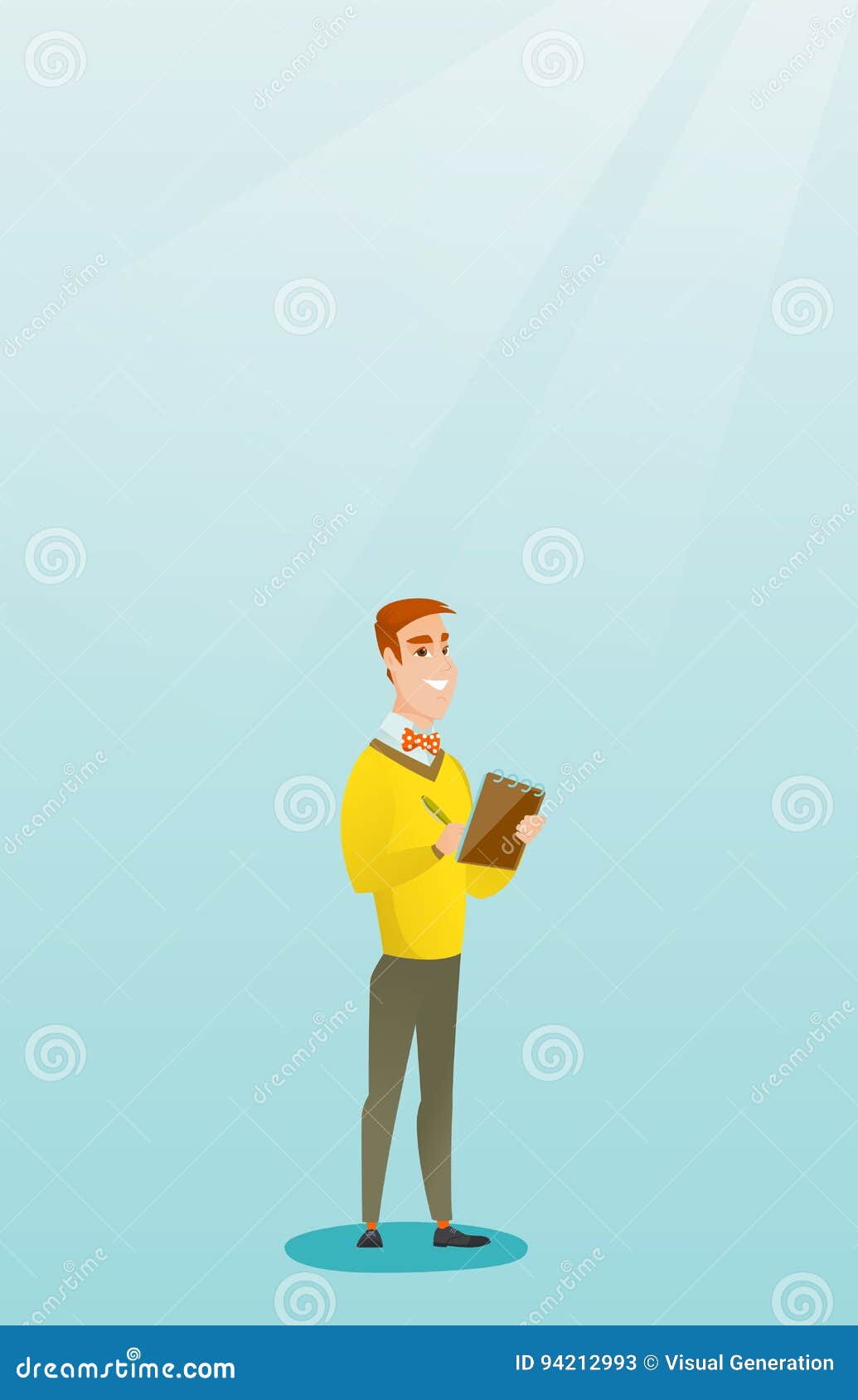 Journalist Writing in a Notebook with a Pencil. Stock Vector ...