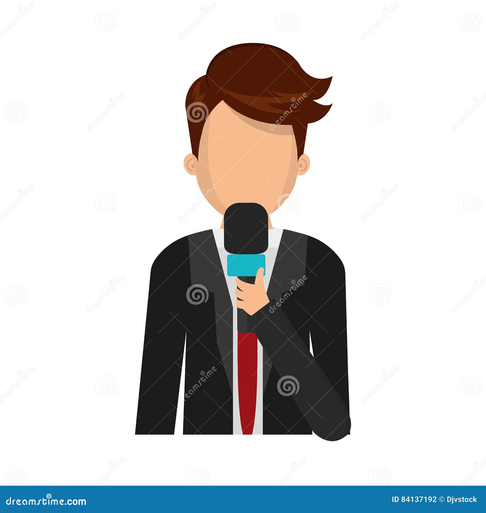 Journalista com microfone ilustração stock. Ilustração de terno - 84137192