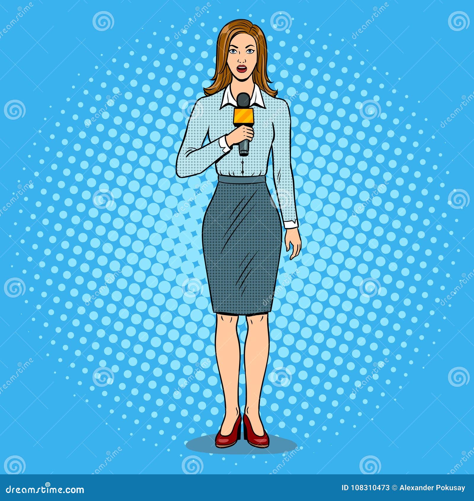 Journalista Com Vetor Do Pop Art Do Microfone Ilustração do Vetor ...