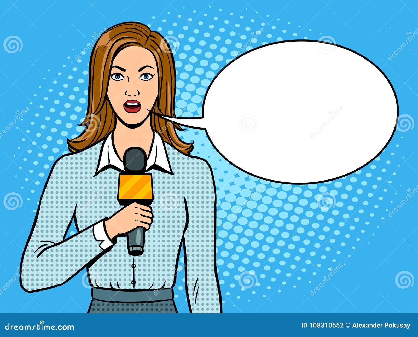 Journalista Com Vetor Do Pop Art Do Microfone Ilustração do Vetor ...