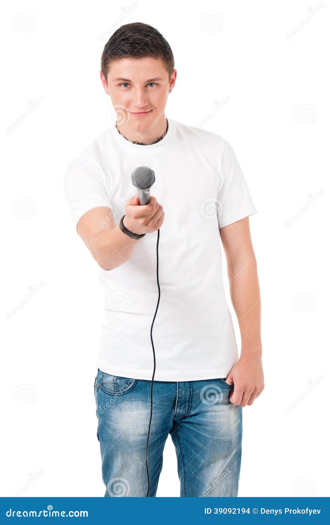Journaliste de jeune homme photo stock. Image du matériel - 39092194