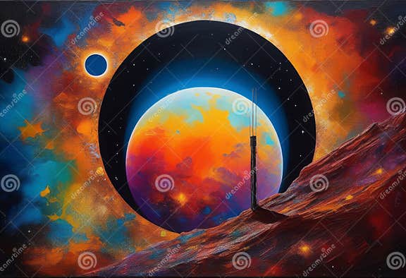 Journey of the Eclipse Explorer in Technicolor Stock Illustration ...
