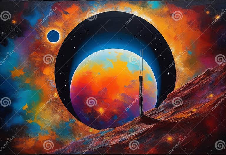 Journey of the Eclipse Explorer in Technicolor Stock Illustration ...