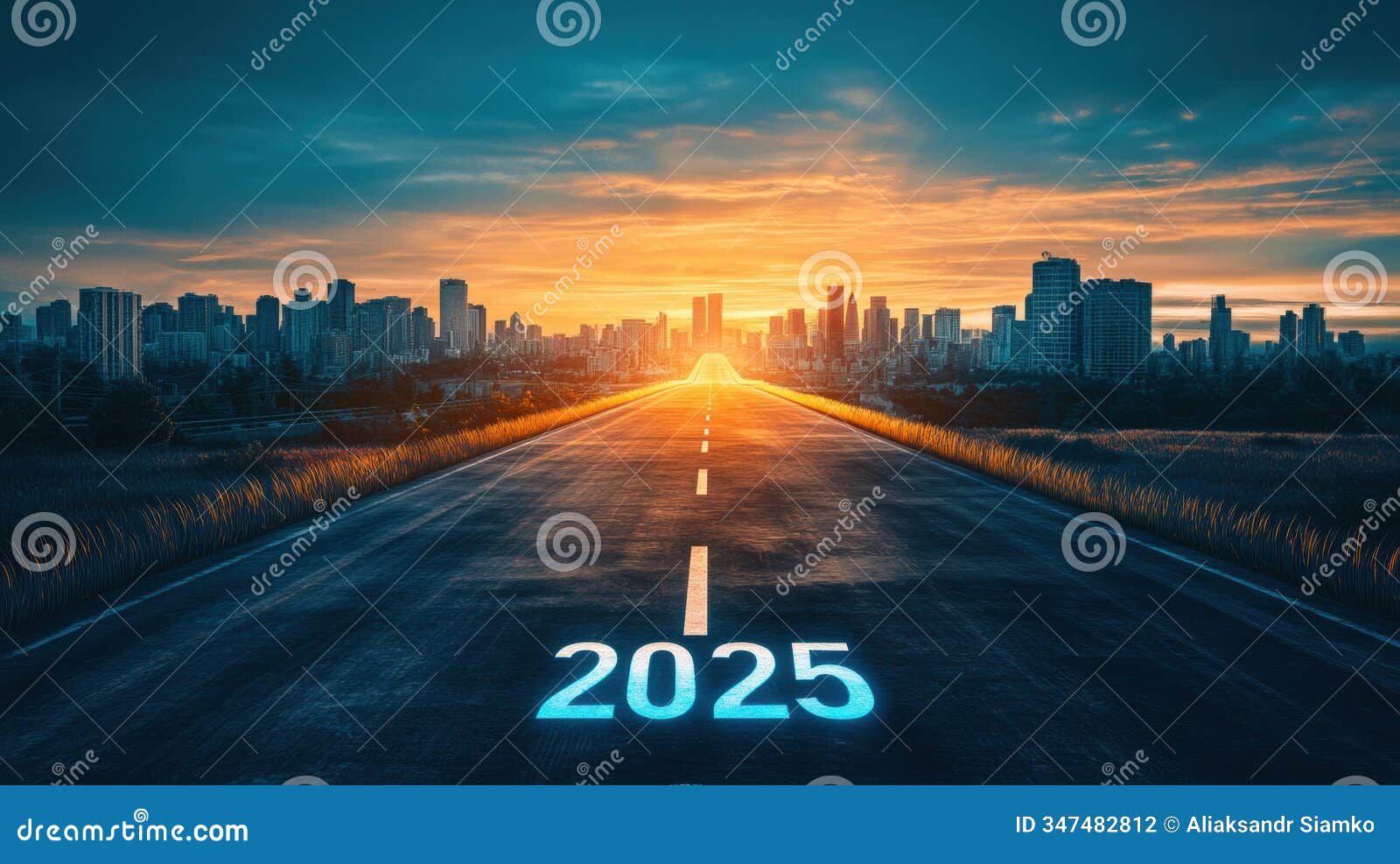 Journey Forward with a Concept Road Leading into 2025 Vision Stock ...