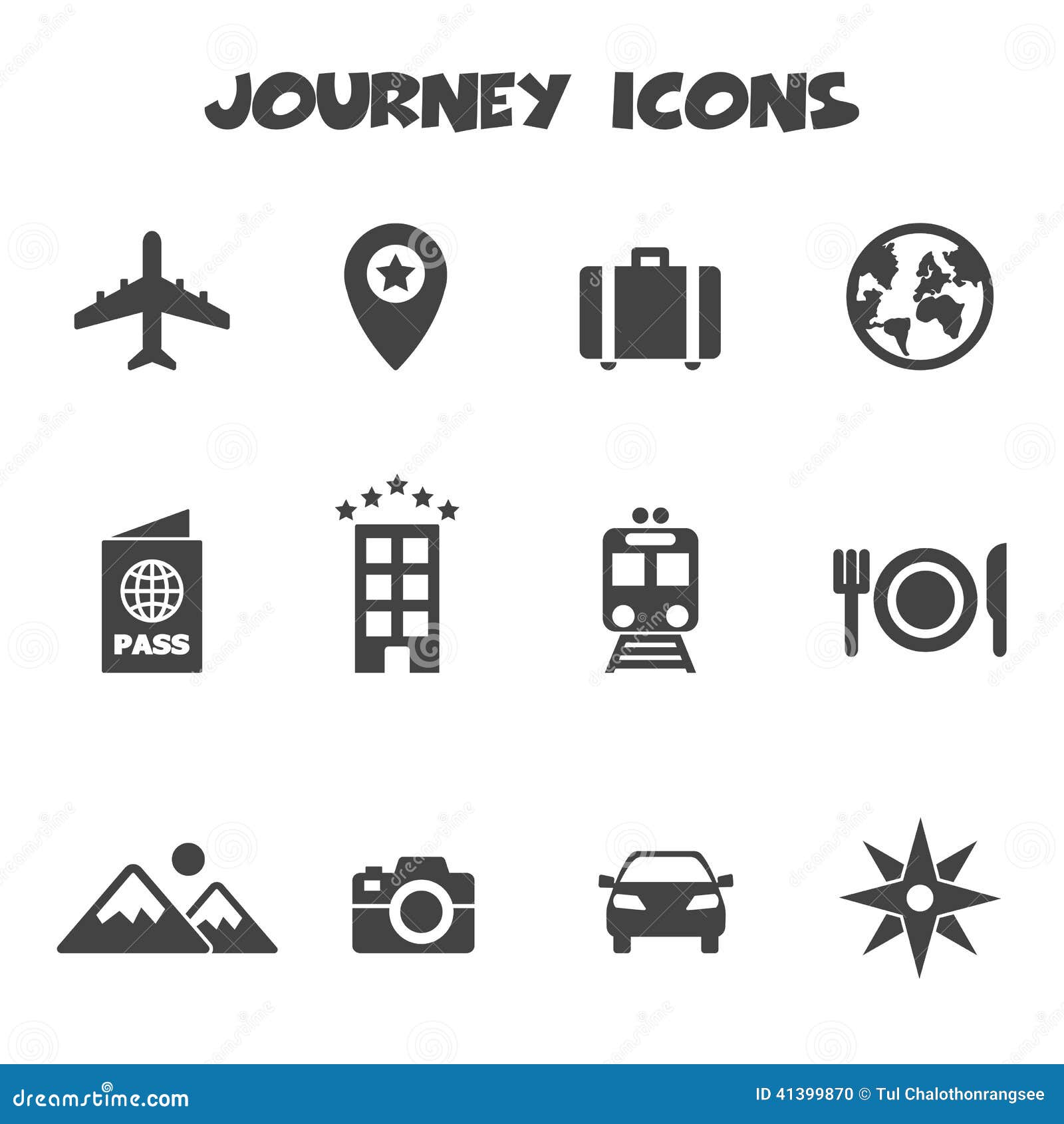 100 Journey Icons Hexagon Orange Vector Illustration | CartoonDealer ...