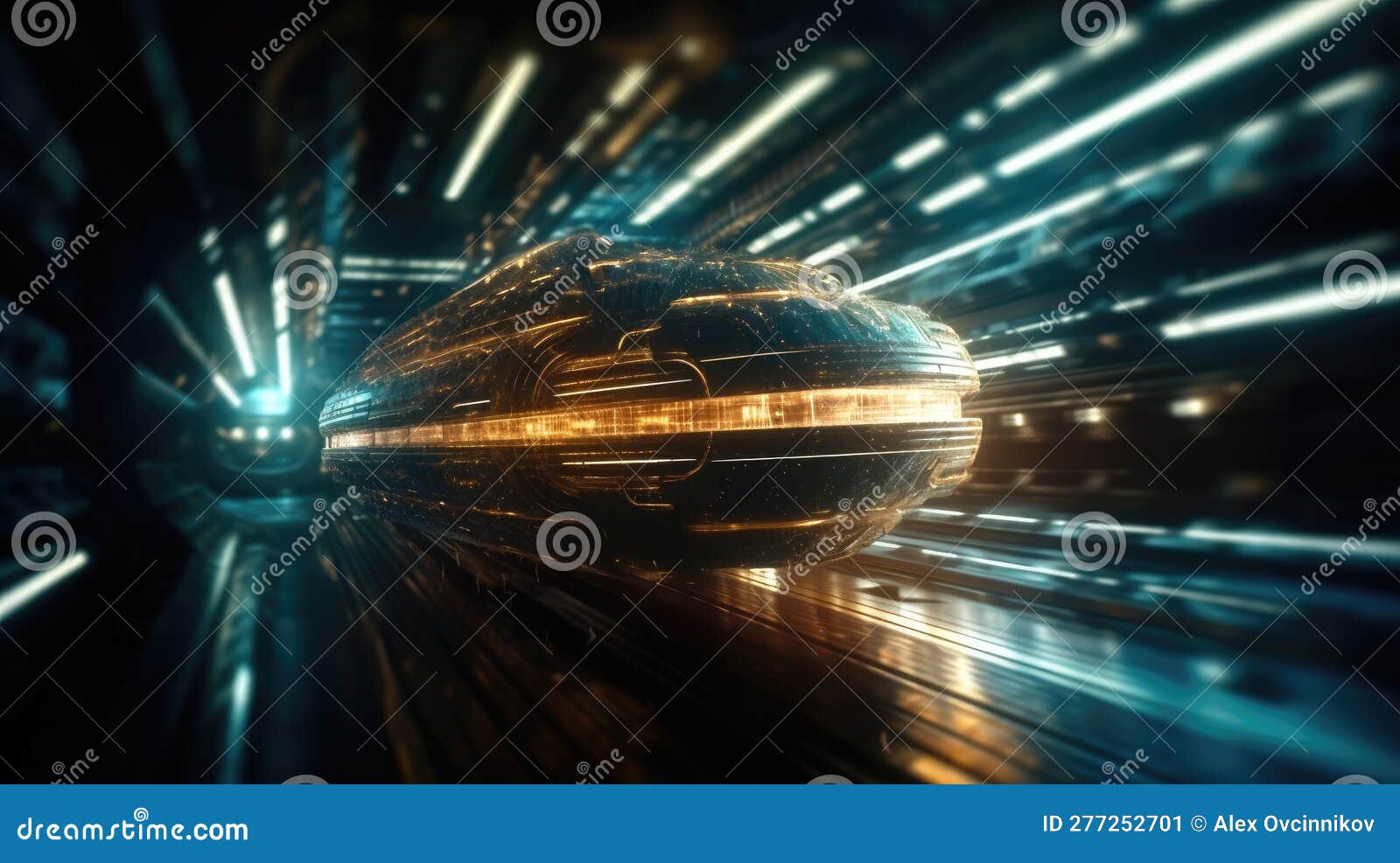 Journey into the Quantum Realm with a Motion Blur Quantum Ship. Stock ...