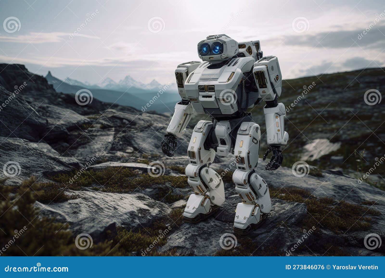 A Robot Hiking in a Remote National Park or Wilderness Area, Generative ...