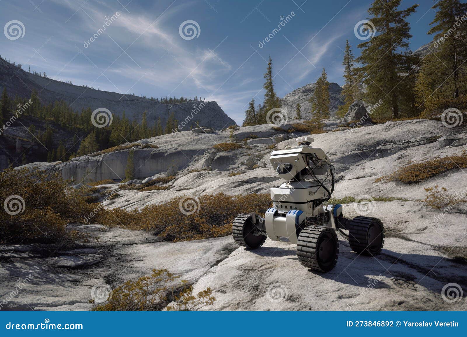 A Robot Hiking in a Remote National Park or Wilderness Area, Generative ...