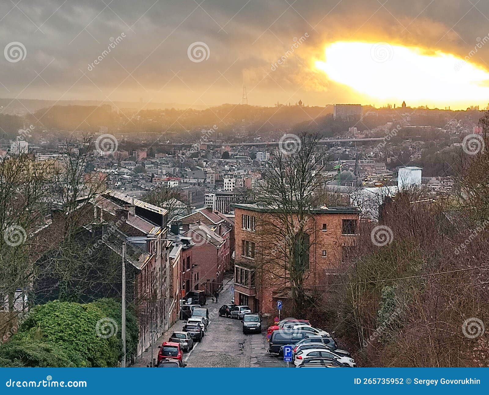 A Journey through the Streets of Europe. Sunset, Panorama. Editorial ...