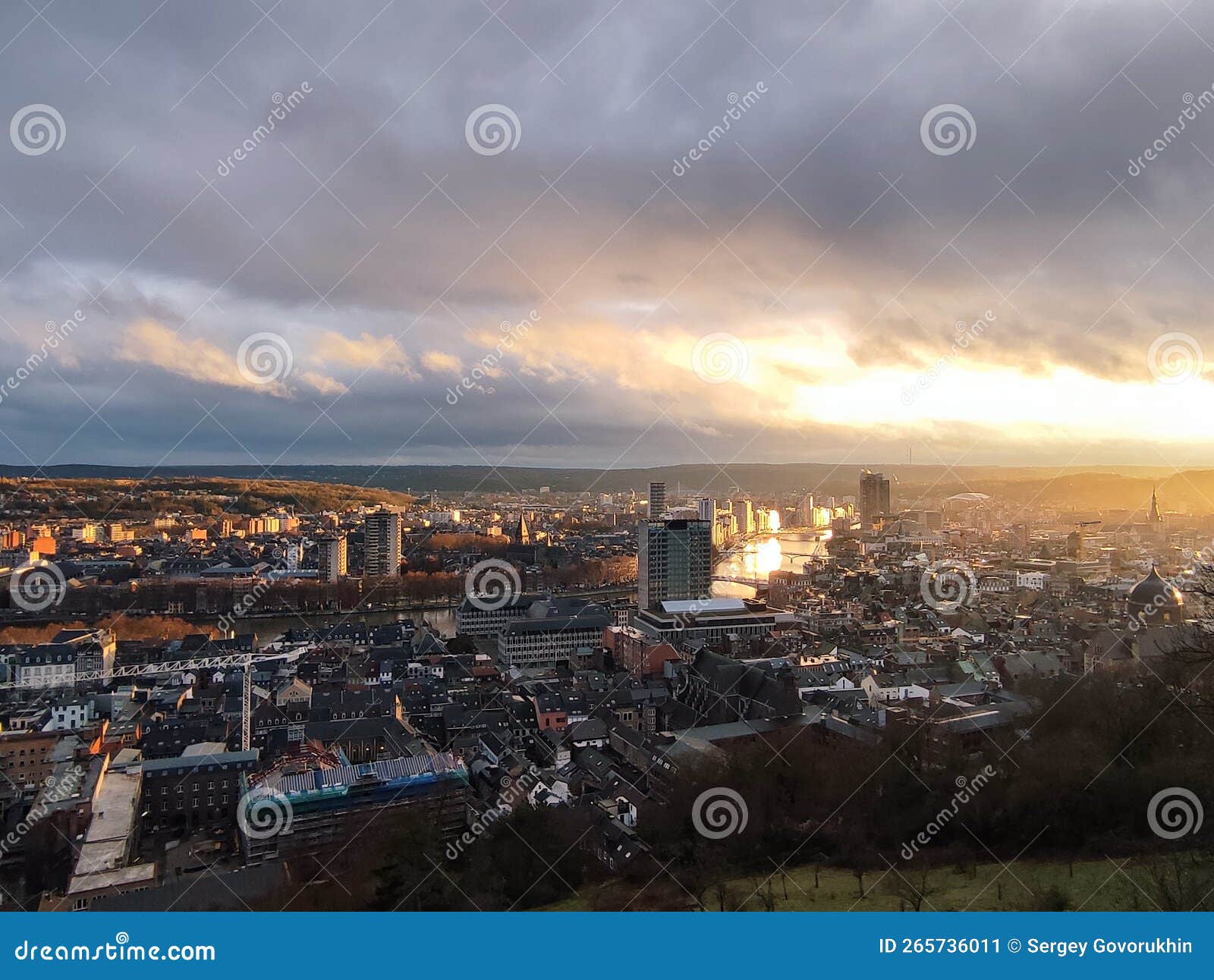 A Journey through the Streets of Europe. Sunset, Panorama. Stock Image ...