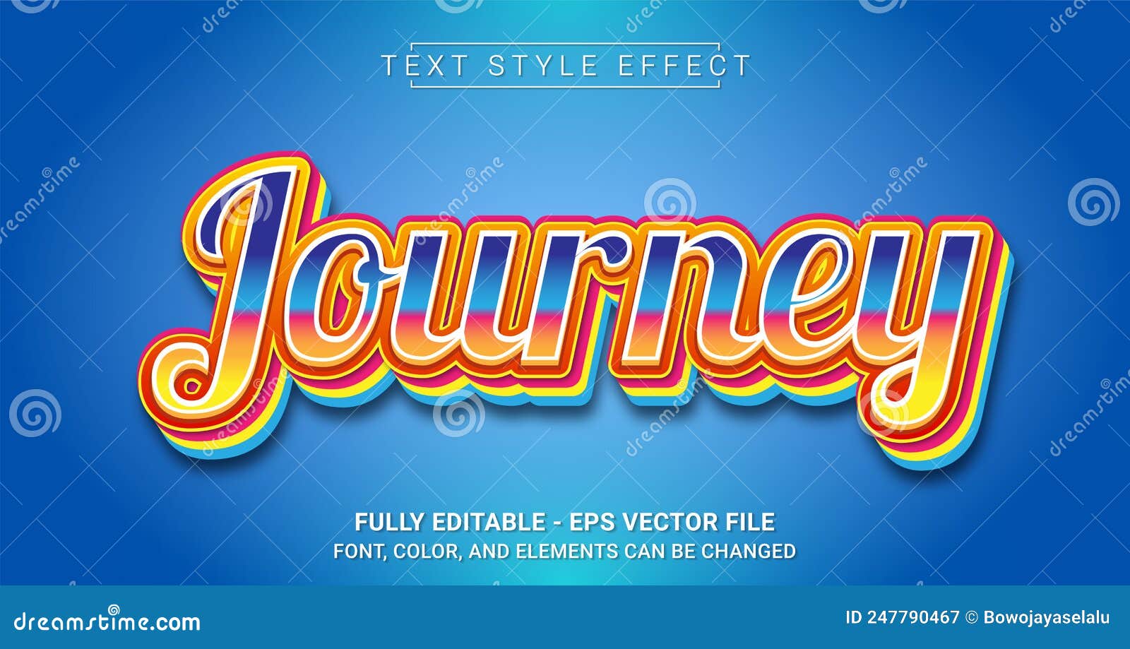 Journey Text Style Effect. Editable Graphic Text Template Stock Vector ...