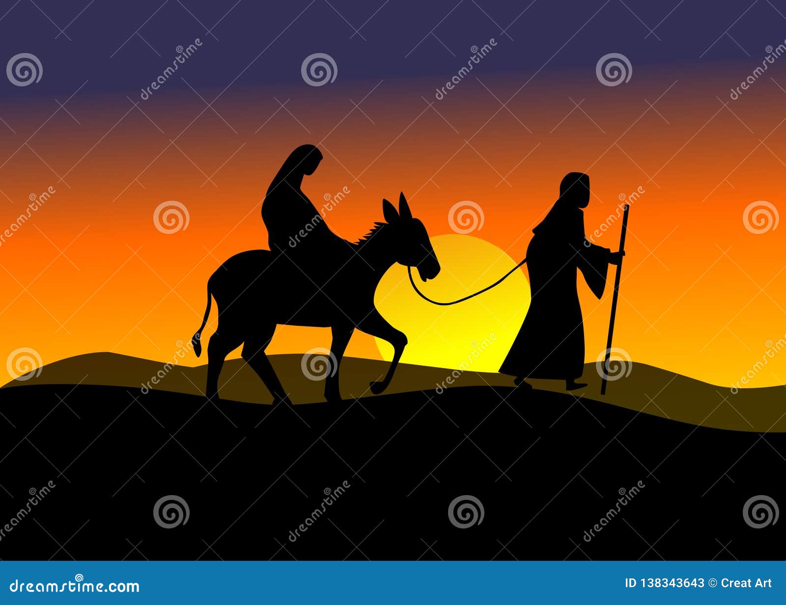 Journey to Bethlehem stock illustration. Illustration of easter - 138343643