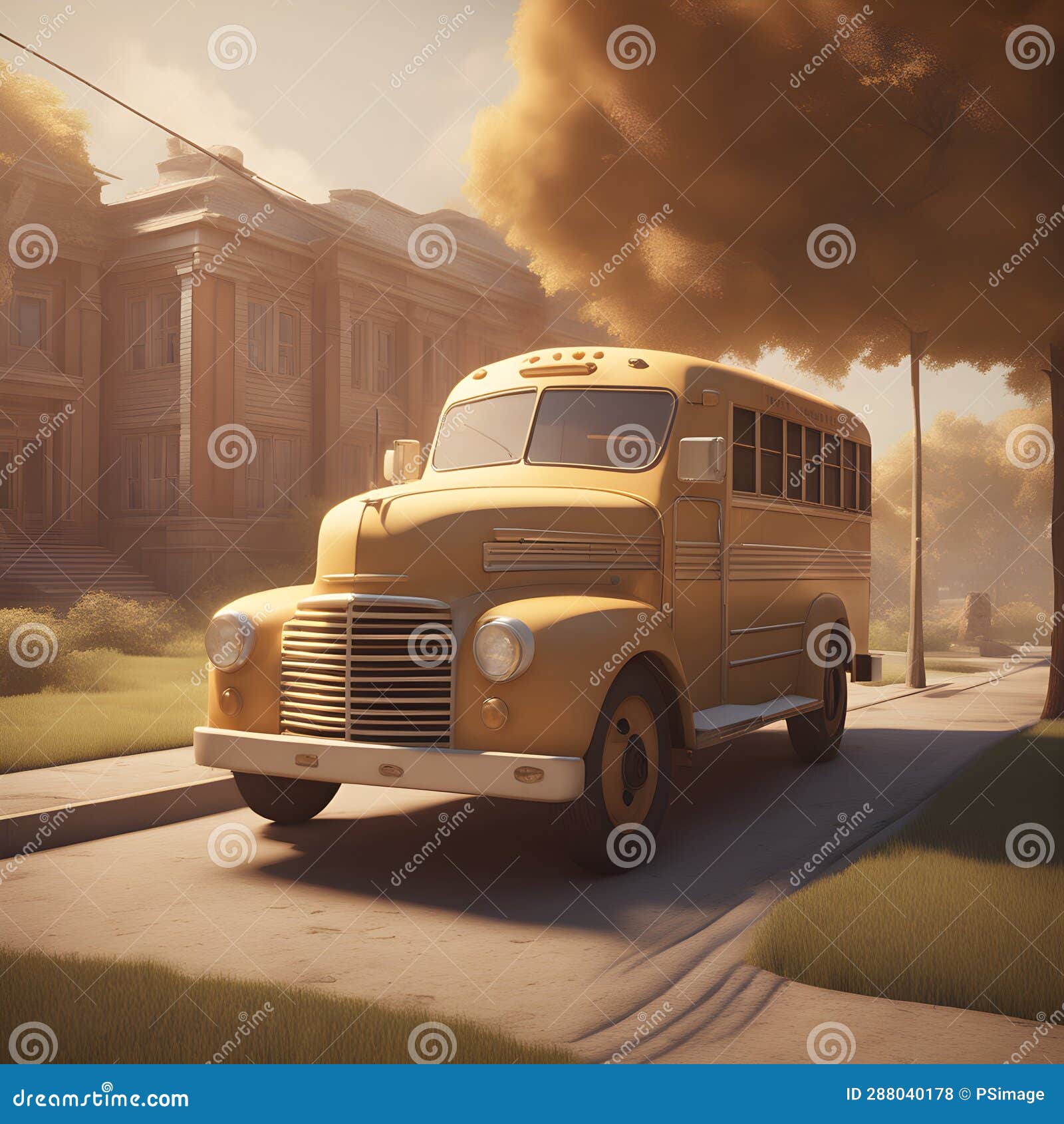 On the Journey To Learning: School Bus Scene Stock Illustration ...
