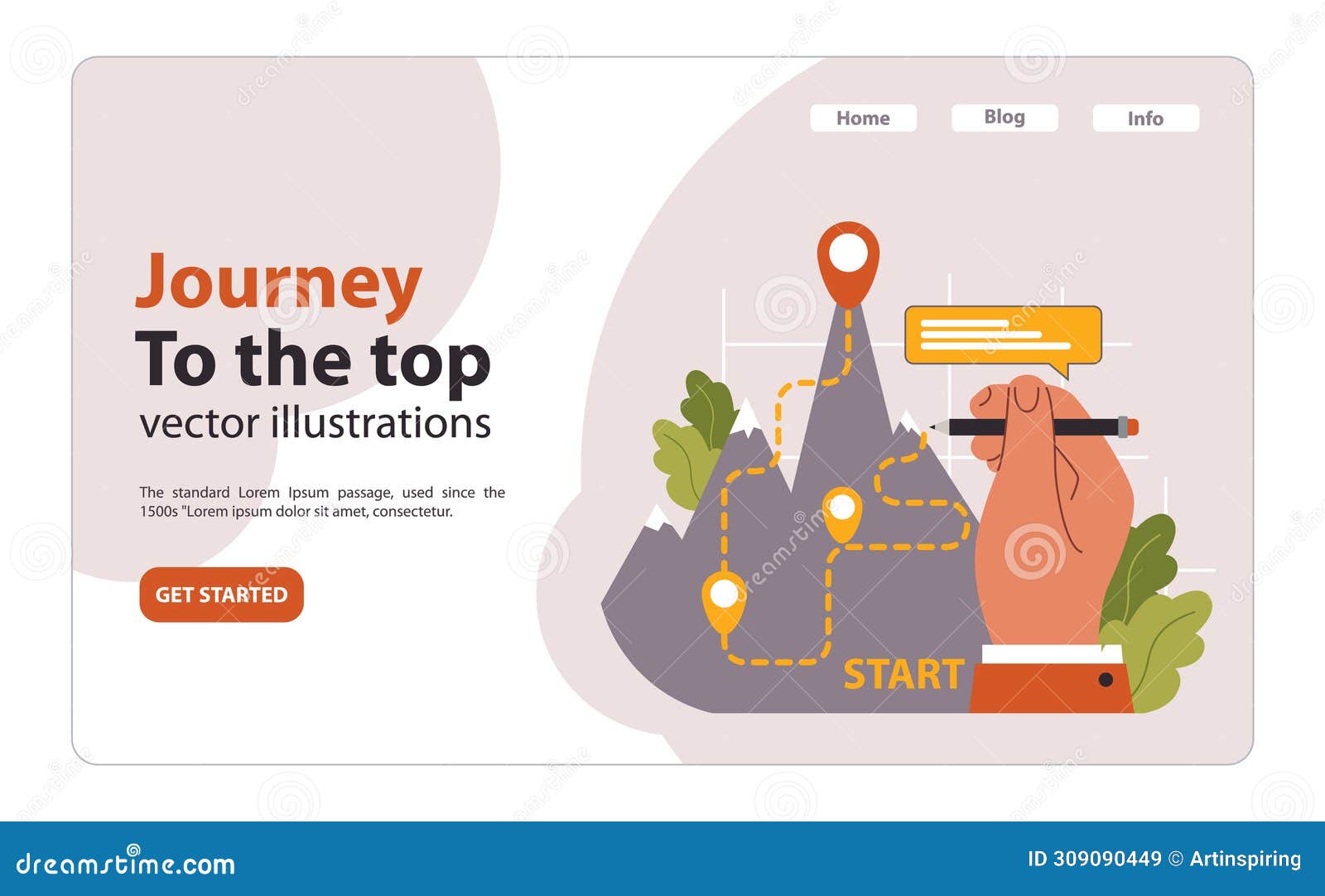 Journey To the Top Concept. Flat Vector Illustration. Stock Vector ...