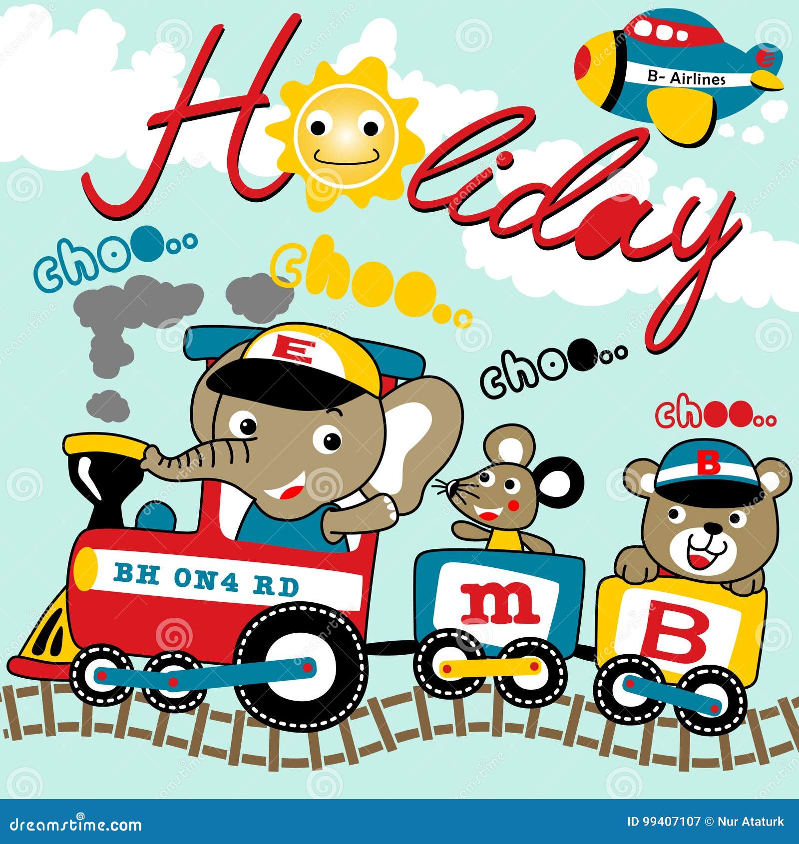 Journey with train stock vector. Illustration of cheerful - 99407107