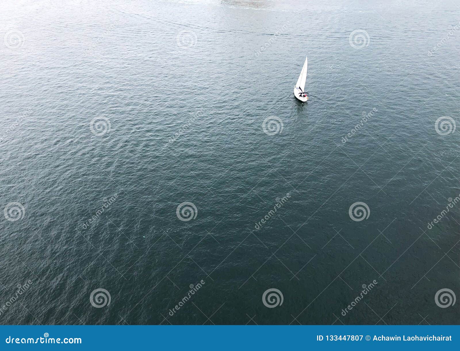 Top View of a White Boat Sailing in the Ocean Stock Image - Image of ...