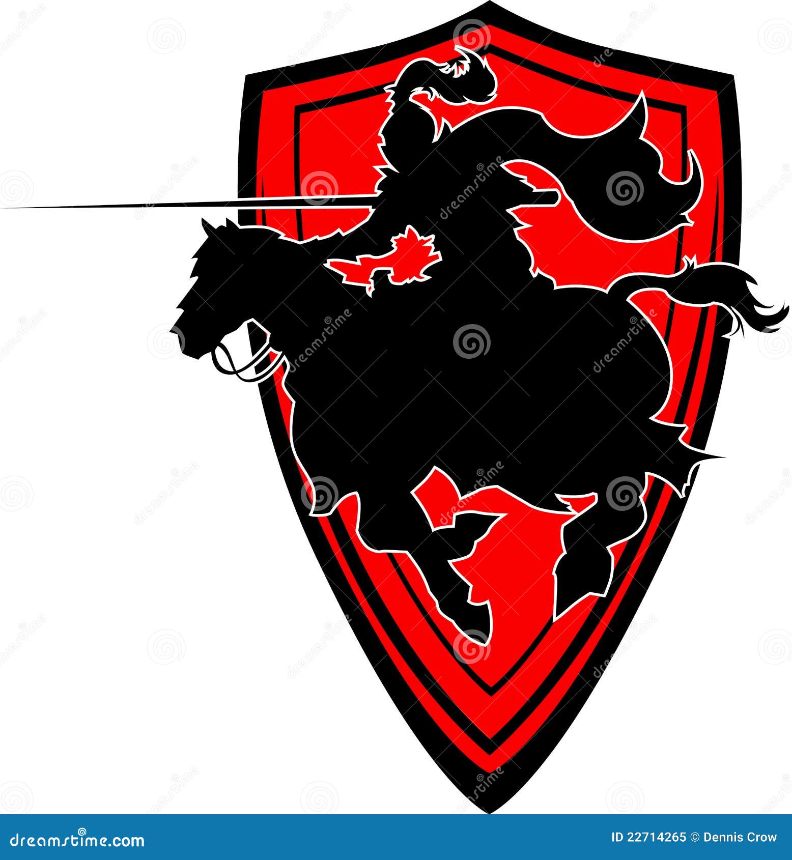 Jousting Knight Silhouette Mascot on Horse Stock Vector - Illustration ...